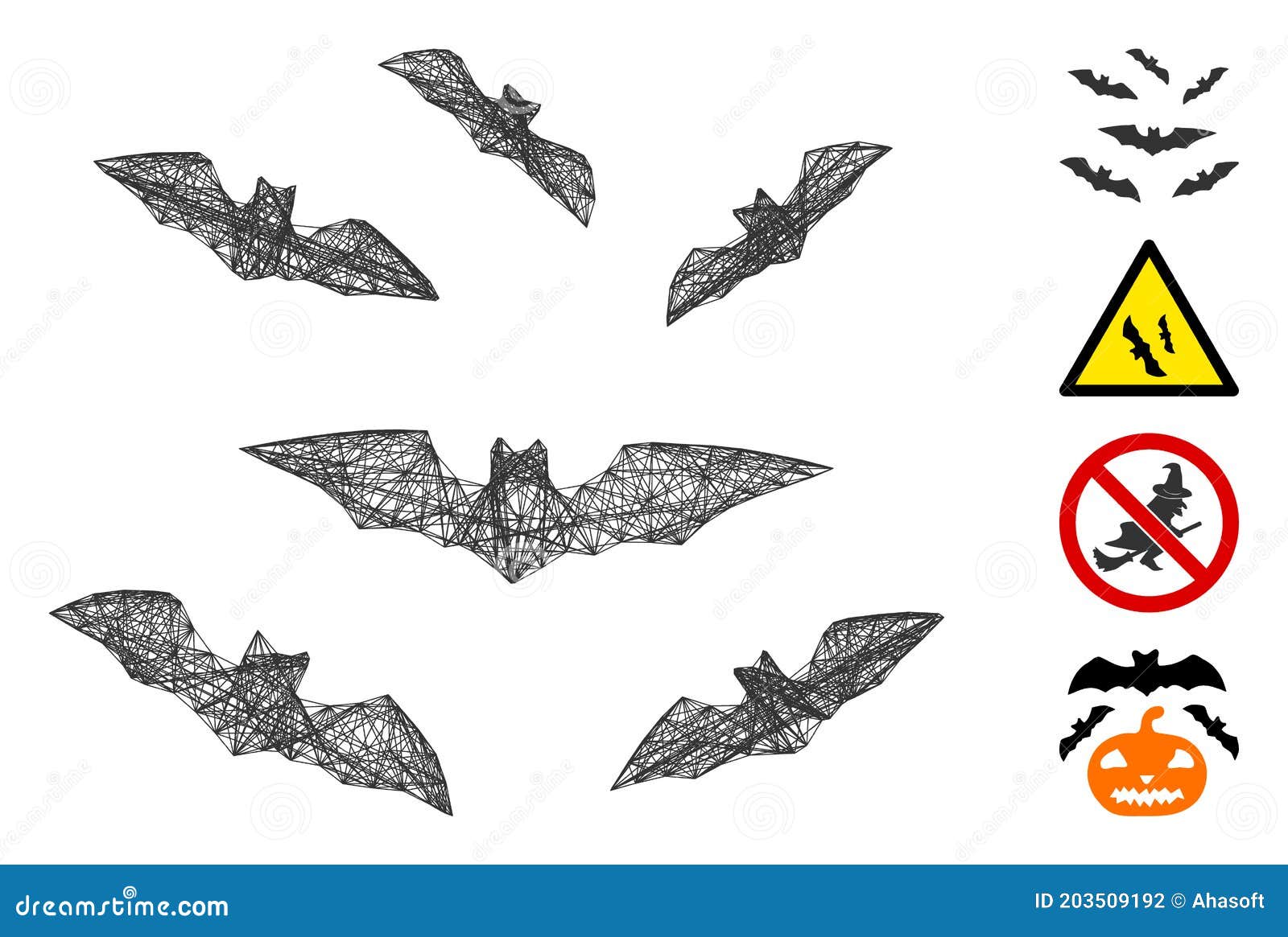 Net Halloween Bats Vector Mesh Stock Illustration - Illustration of ...