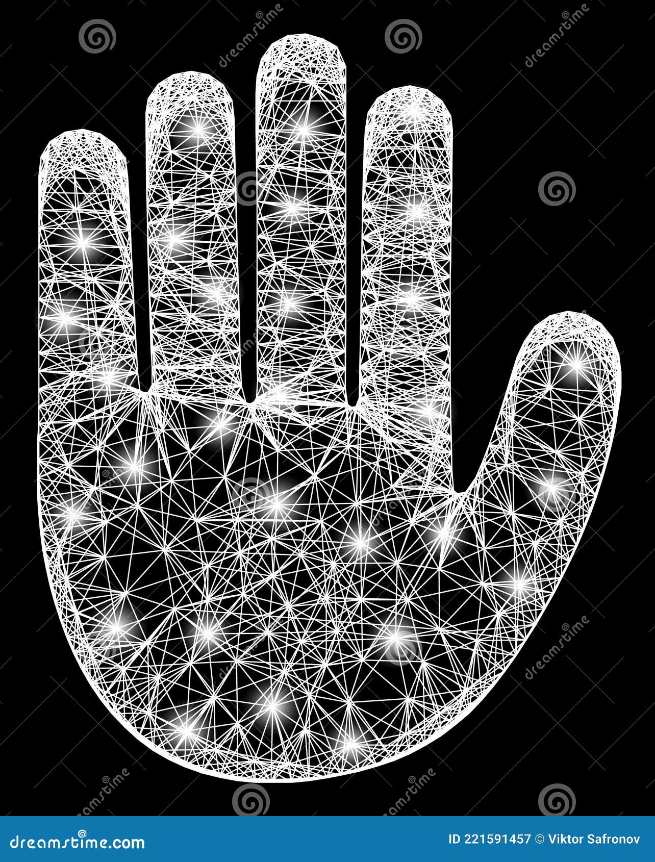 Net Hand Palm Web Mesh with Bright Light Spots Stock Vector ...