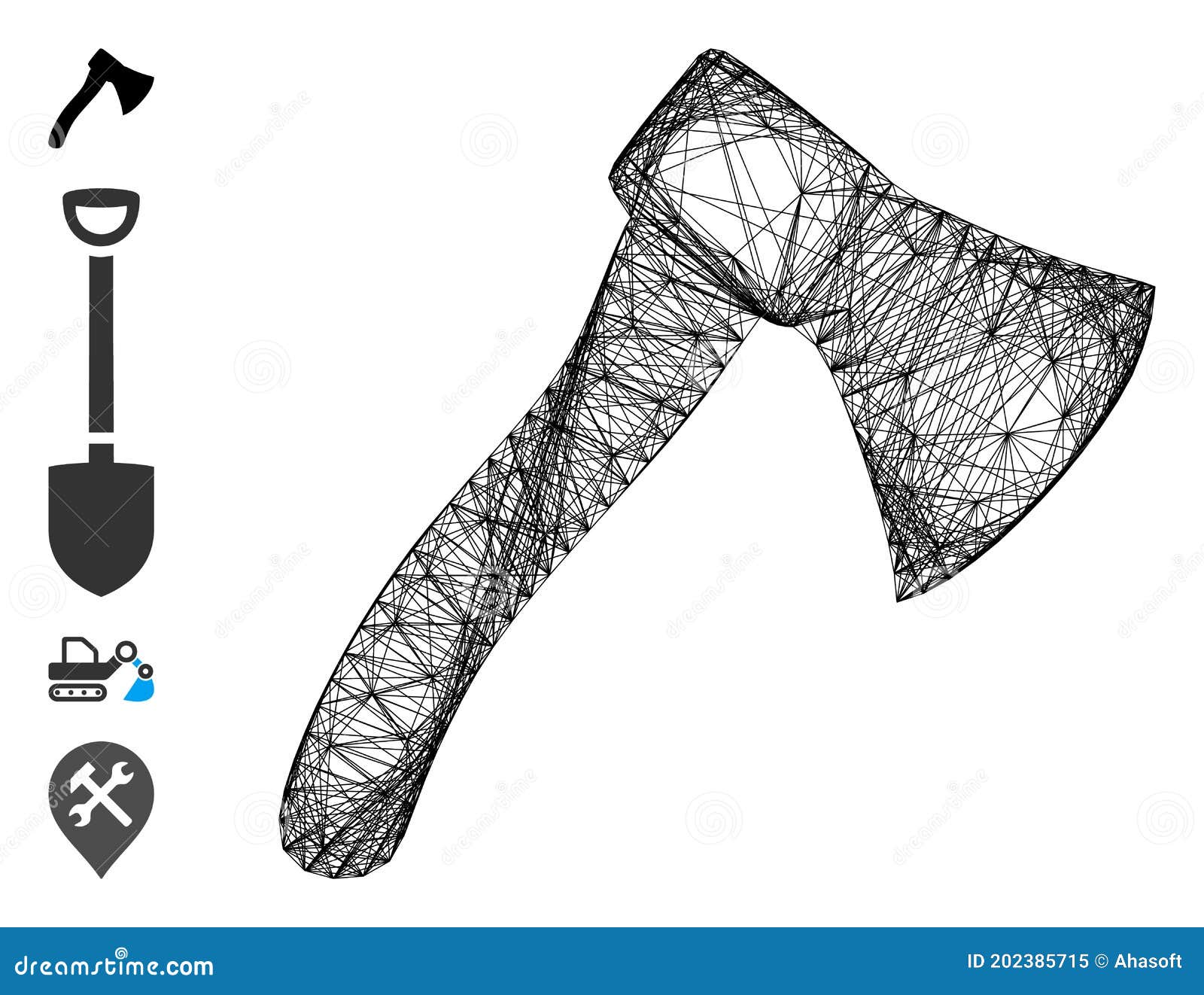 Net Hatchet Vector Mesh stock vector. Illustration of hammer - 202385715