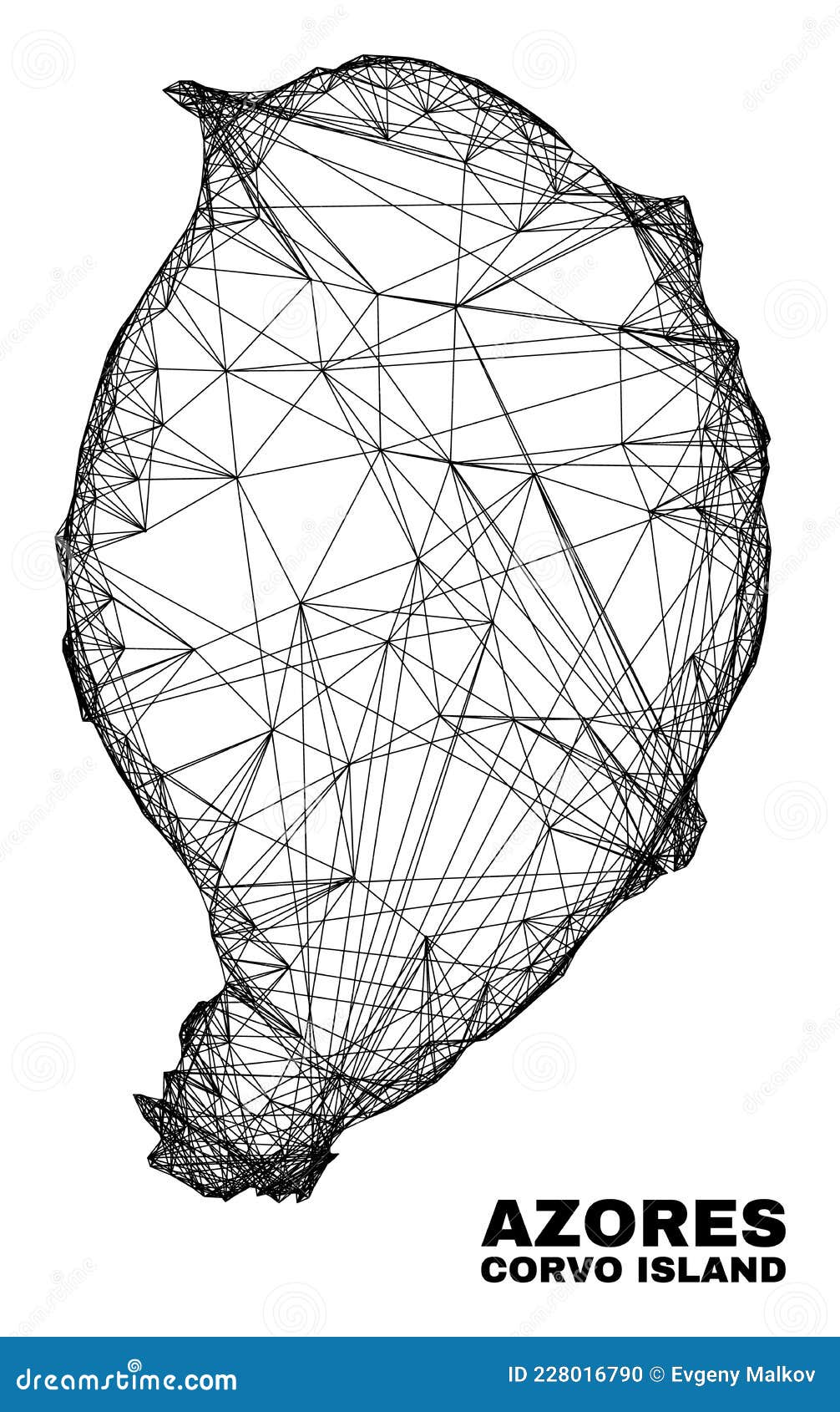 Net Irregular Mesh Corvo Island Map Stock Vector - Illustration of ...