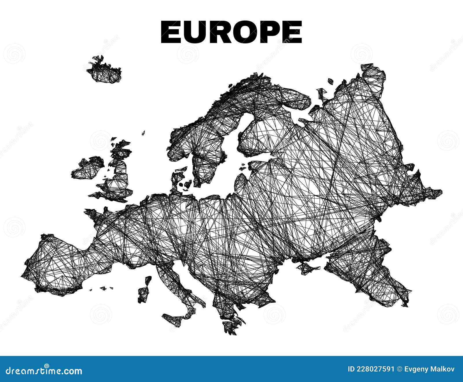 Net Irregular Mesh Europe Map Stock Vector - Illustration of geographic ...