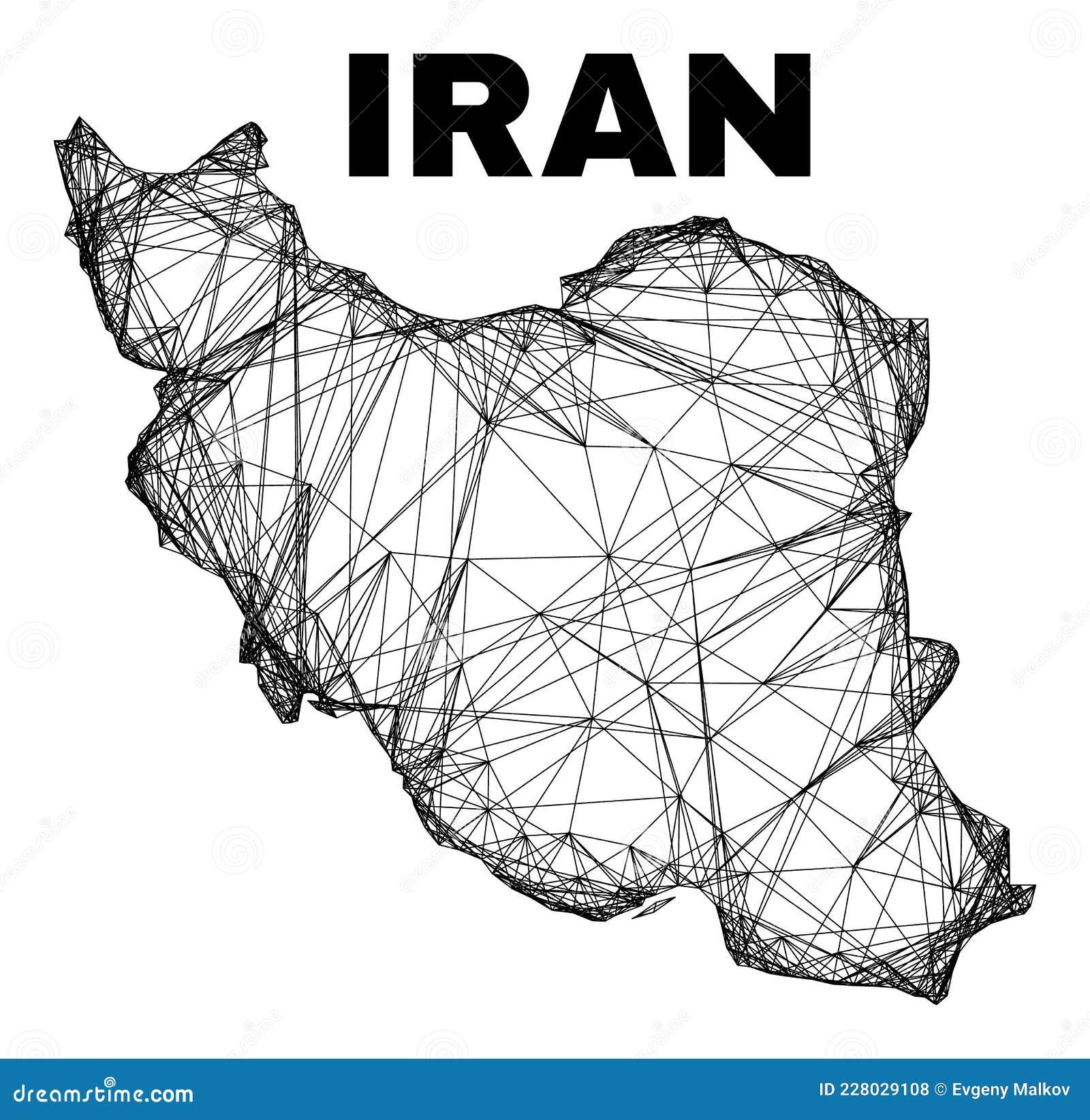 Net Irregular Mesh Iran Map Stock Vector - Illustration of geographic ...