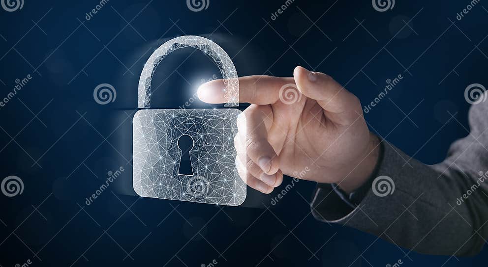 Net Lock. Man Tapping on the Screen Stock Photo - Image of screen ...