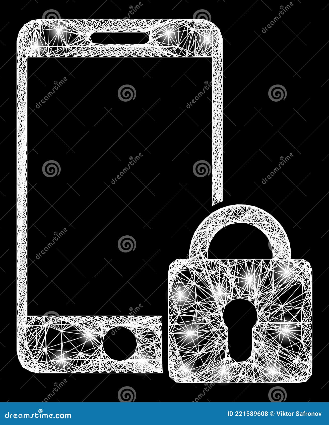 Net Locked Smartphone Web Mesh with Bright Glare Spots Stock Vector ...