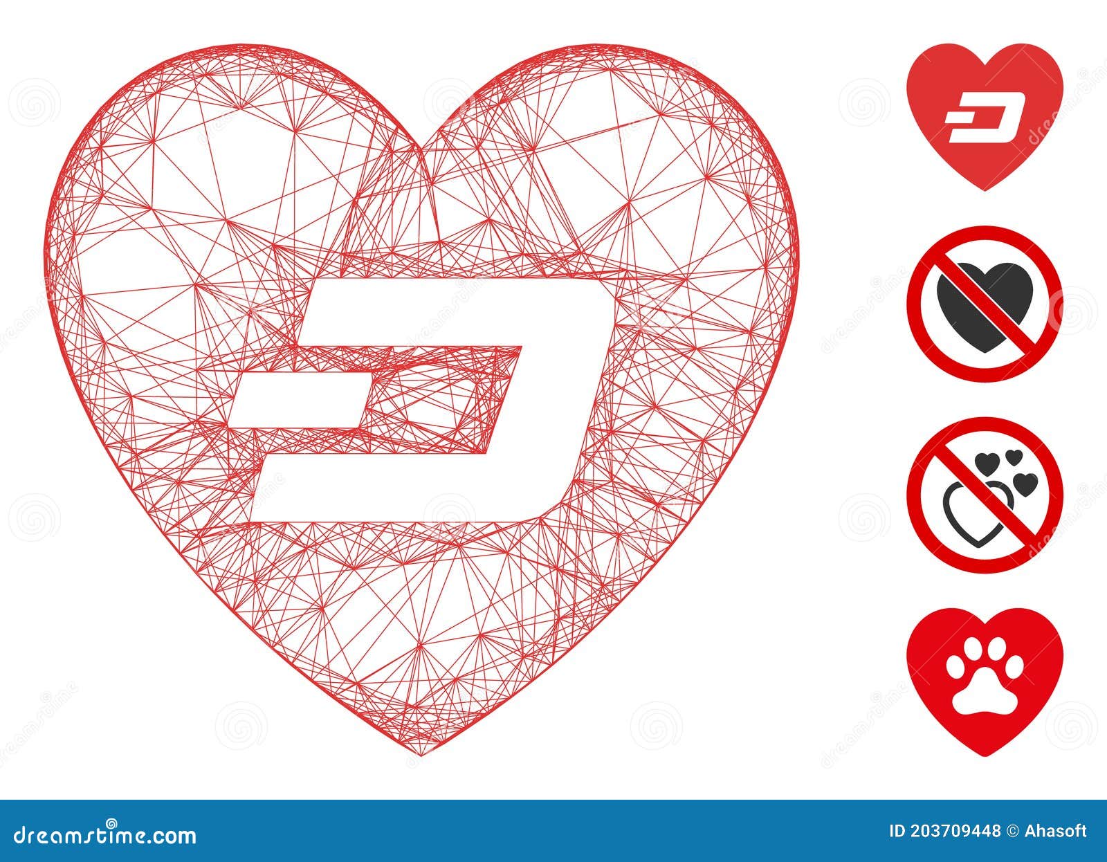 Net Lovely Dash Heart Vector Mesh Stock Illustration - Illustration of ...