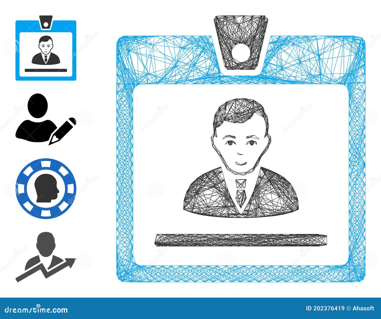 Hr Manager Badge For Employee With Documents Or Resume. Cartoon Vector ...