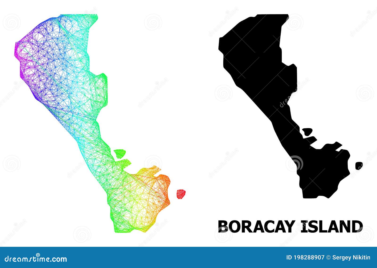 Net Map of Boracay Island with Spectral Gradient Stock Vector ...