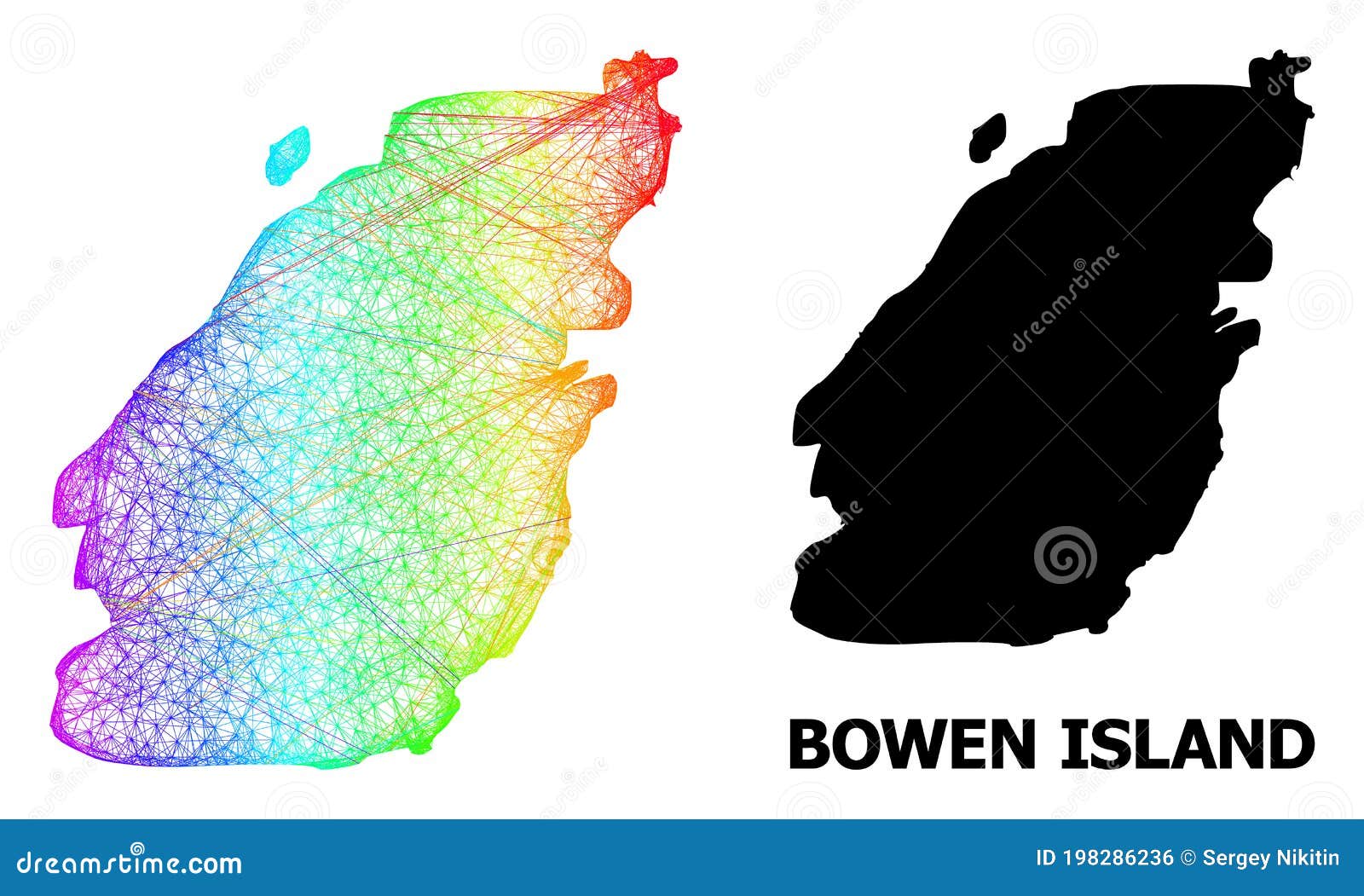 Net Map Of Bowen Island With Rainbow Colored Gradient Vector ...