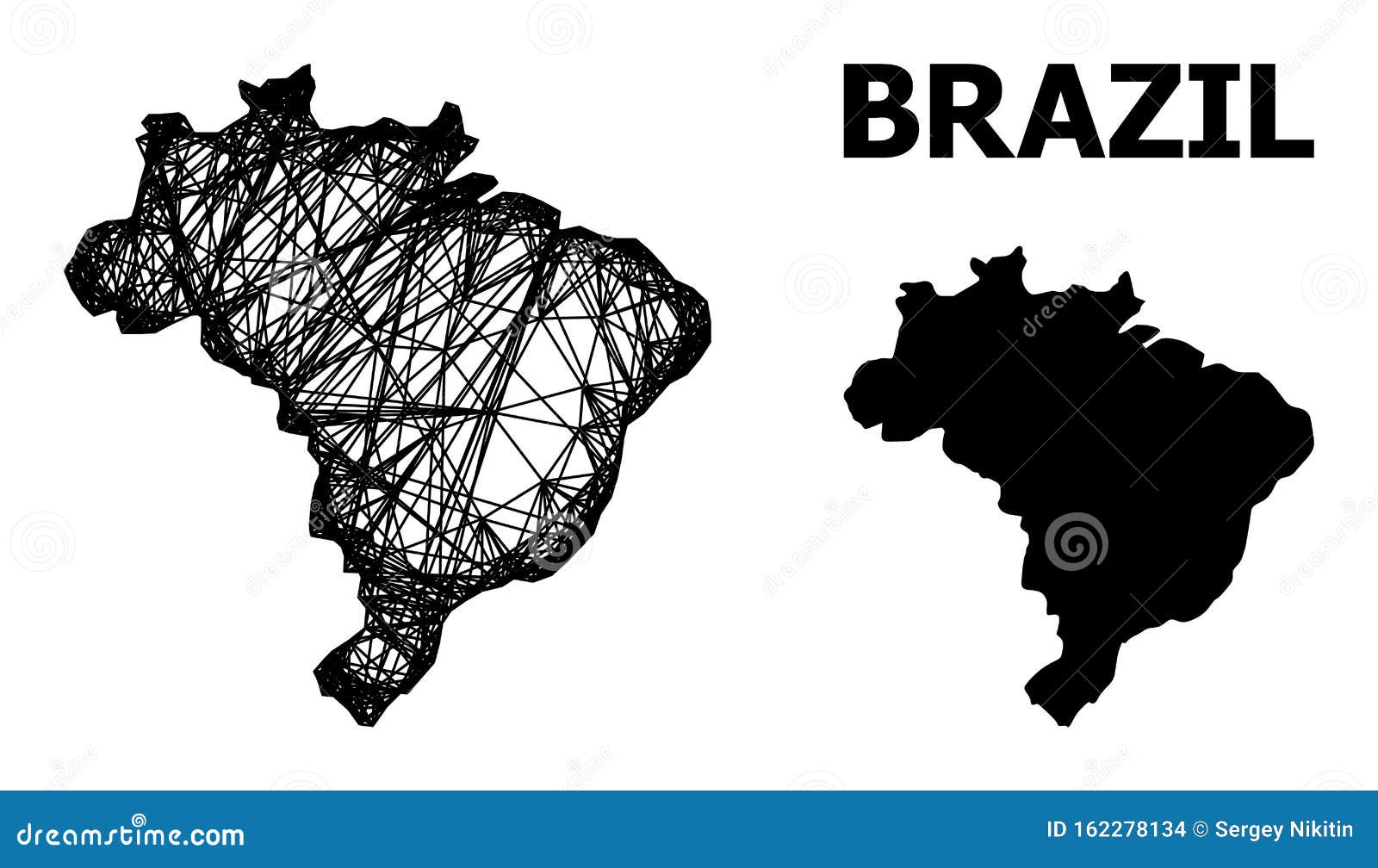 Net Map of Brazil stock vector. Illustration of linear - 162278134