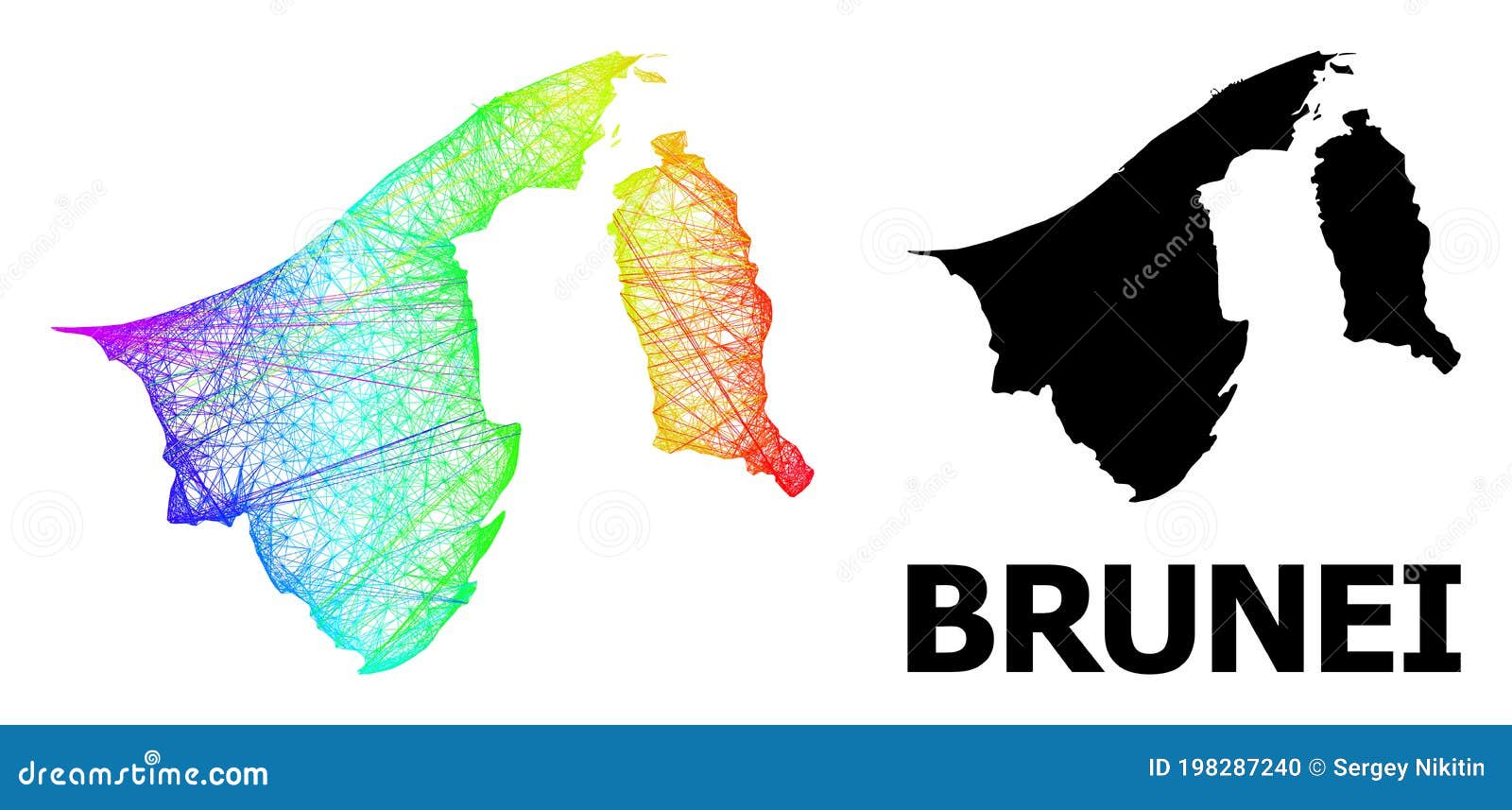 Net Map of Brunei with Spectral Gradient Stock Vector - Illustration of ...