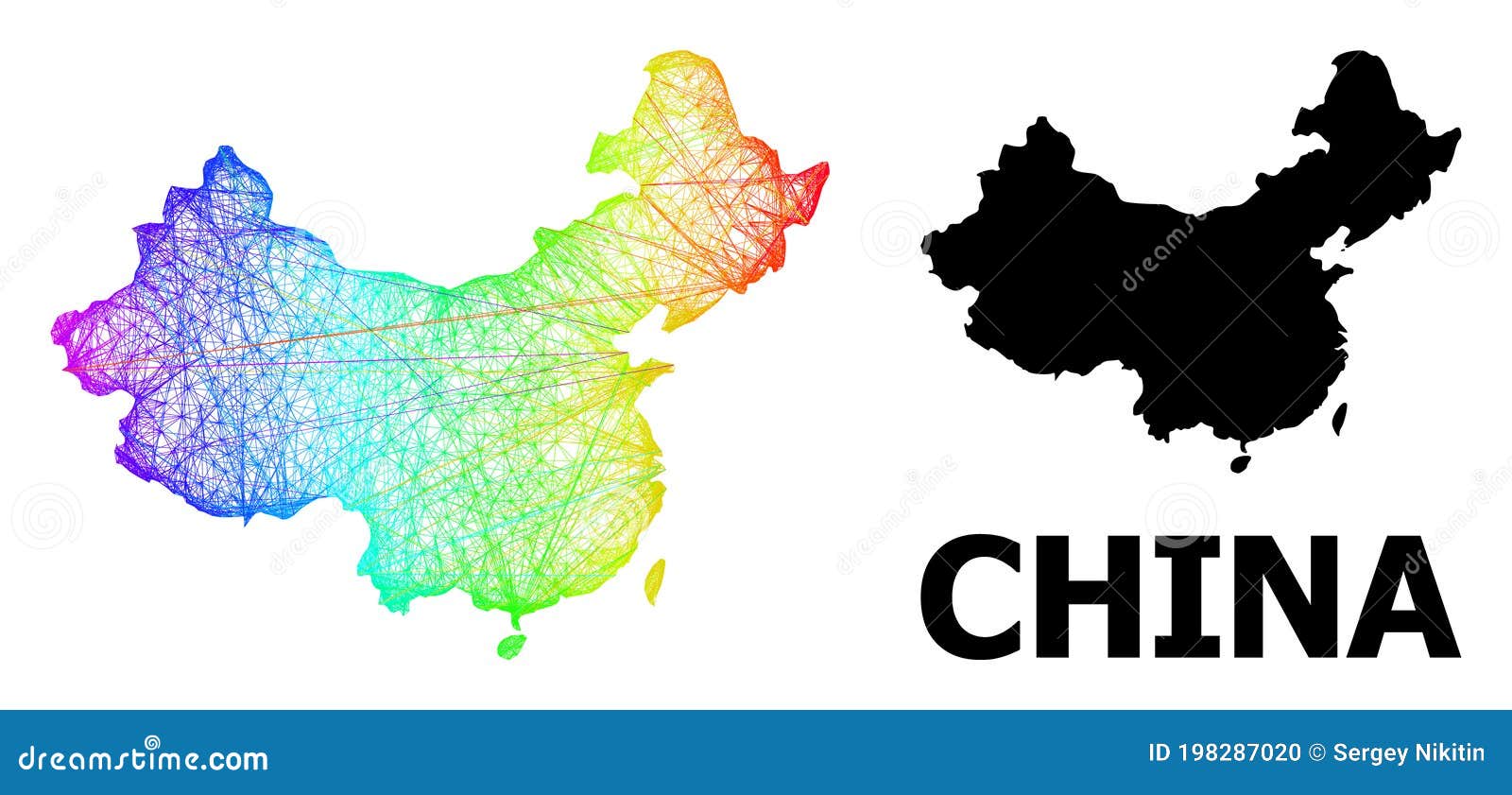 Net Map of China with Spectrum Gradient Stock Vector - Illustration of ...