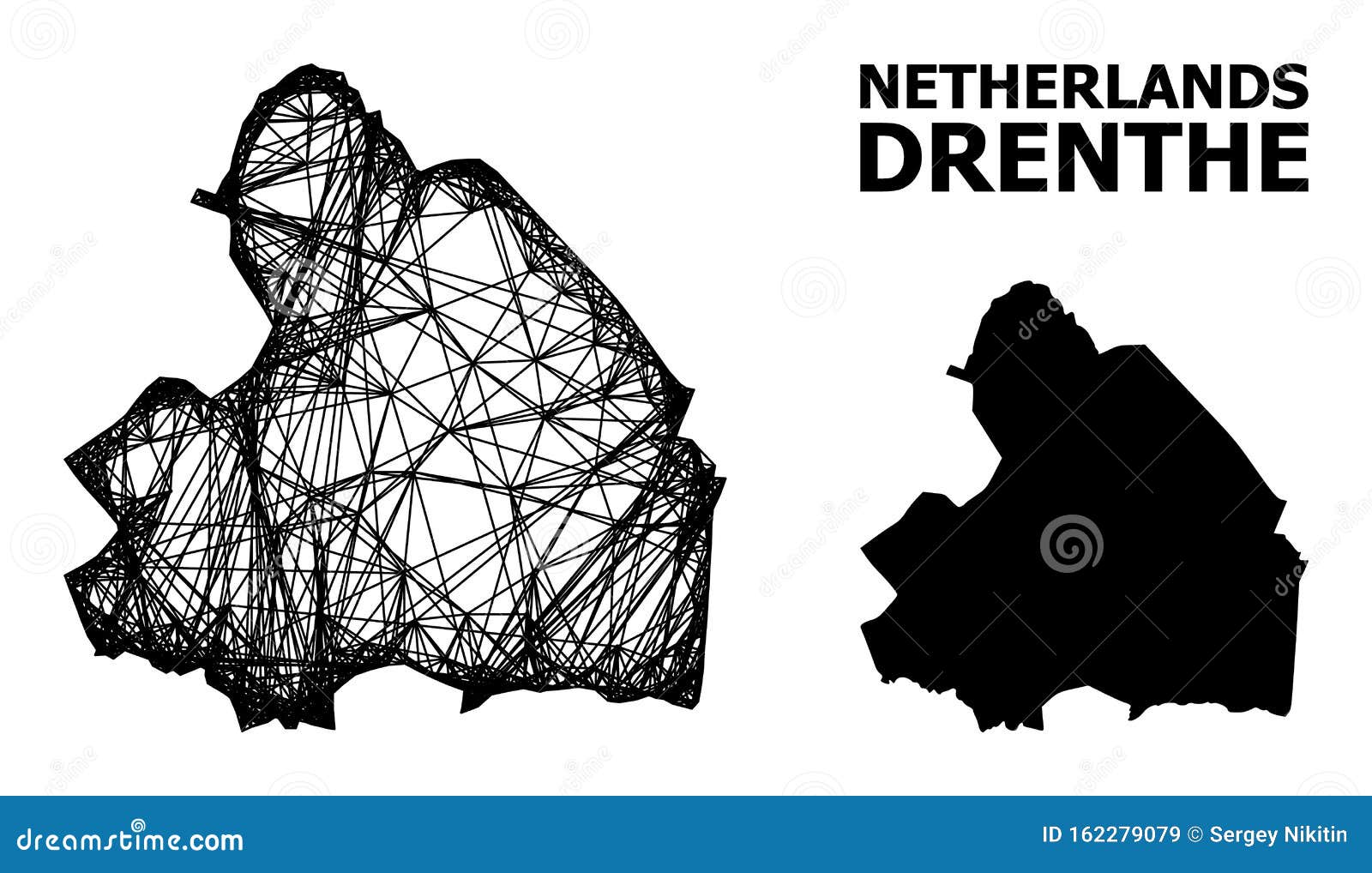 Net Map of Drenthe Province Stock Illustration - Illustration of ...