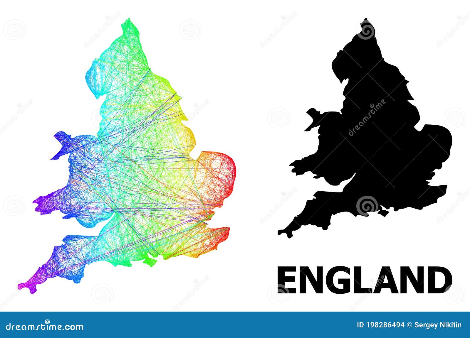 Net Map of England with Rainbow Colored Gradient Stock Vector ...