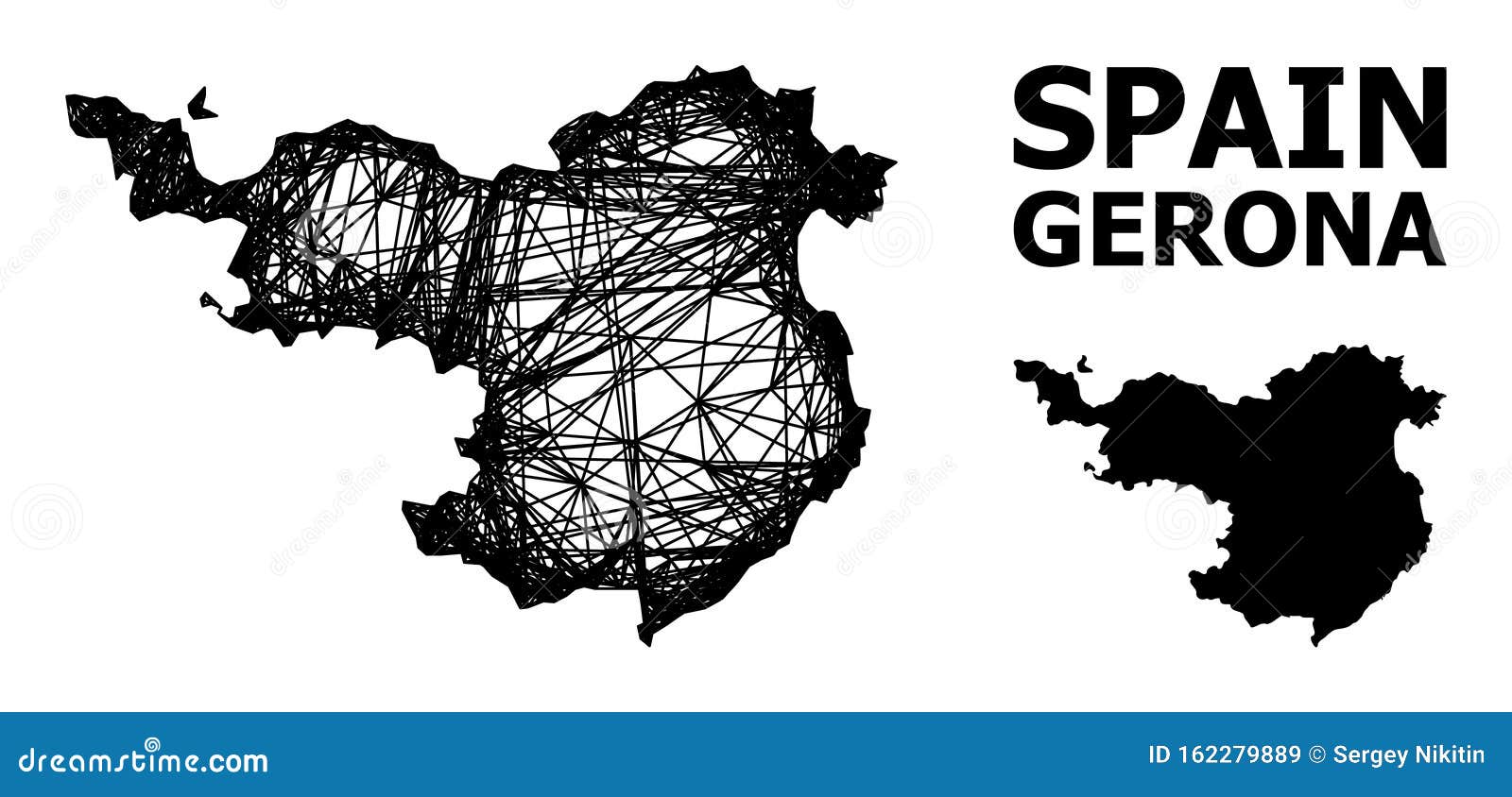 Net Map of Gerona Province stock illustration. Illustration of ...