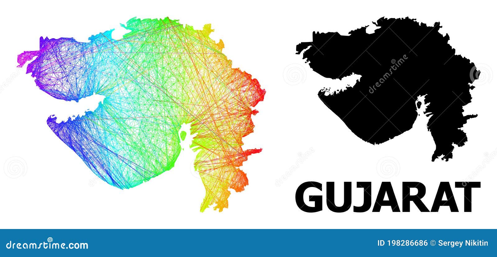 Net Map of Gujarat State with Spectrum Gradient Stock Vector ...