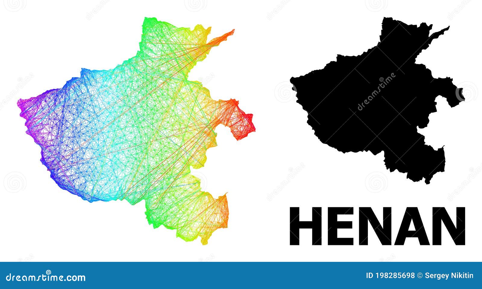 Net Map Of Henan Province With Spectrum Gradient Vector Illustration ...