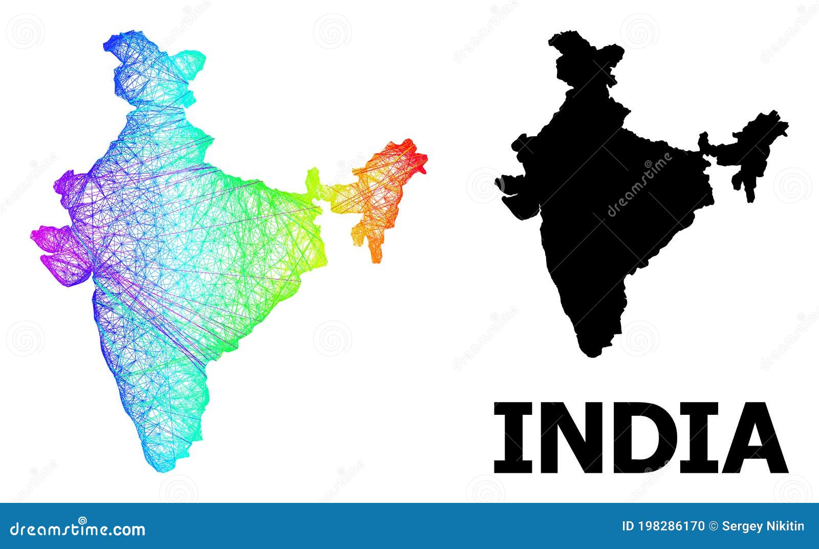 Net Map of India with Spectral Gradient Stock Vector - Illustration of ...