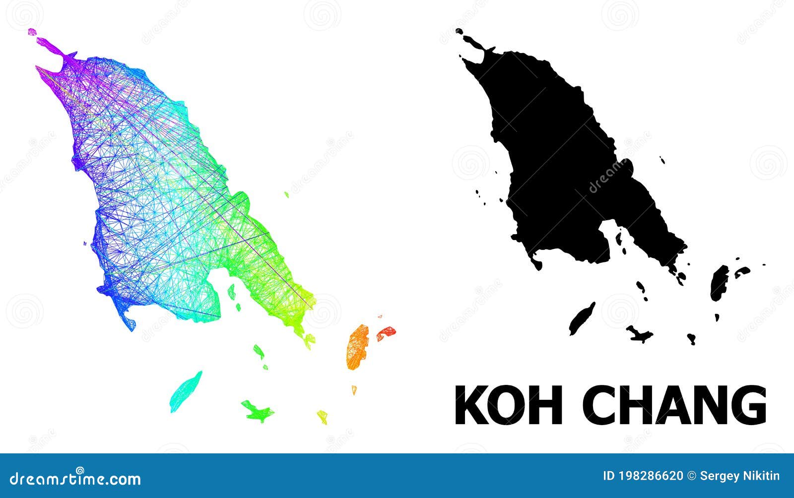 Net Map Of Koh Chang With Spectrum Gradient Vector Illustration ...