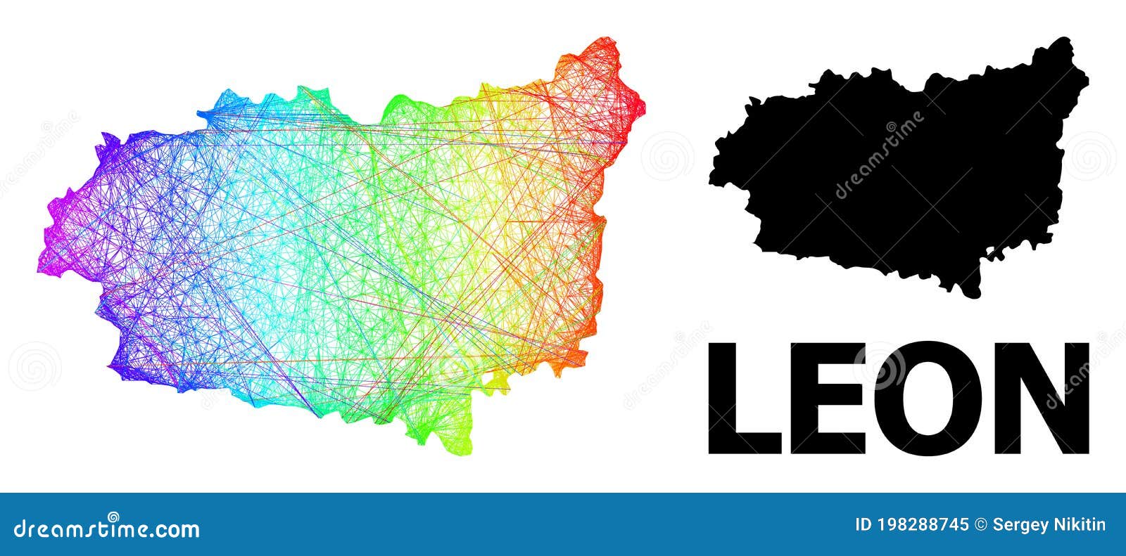 Net Map of Leon Province with Rainbow Colored Gradient Stock Vector ...