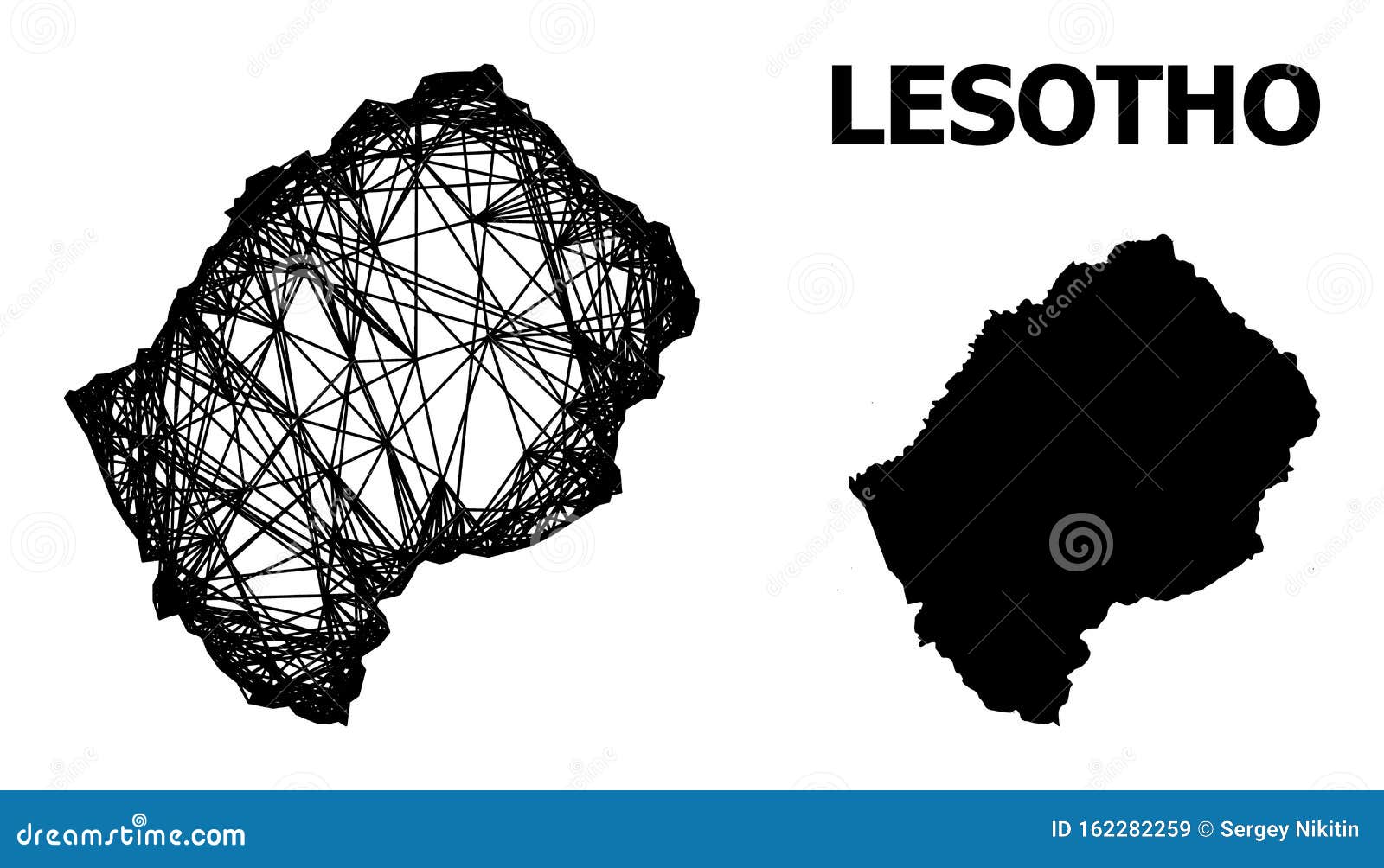 Net Map of Lesotho stock illustration. Illustration of lowpoly - 162282259