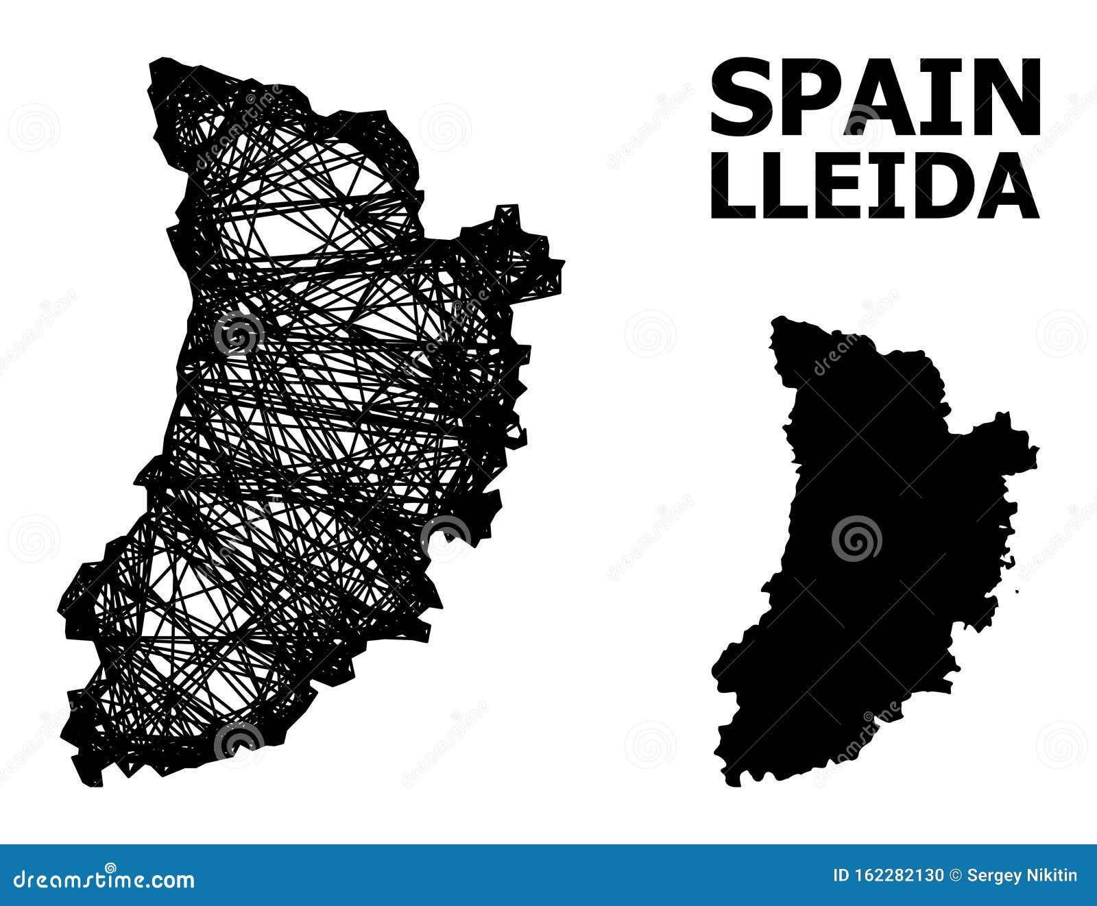 Net Map of Lleida Province stock illustration. Illustration of flat ...