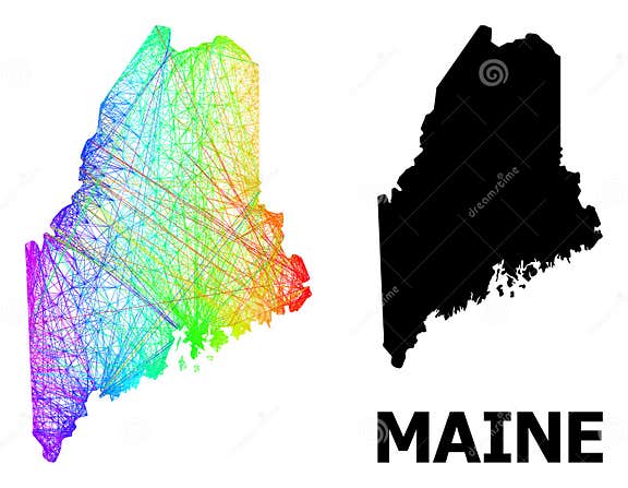 Net Map of Maine State with Spectrum Gradient Stock Vector ...