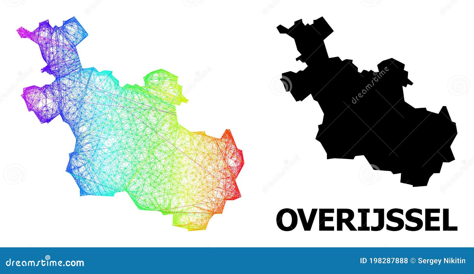 Net Map of Overijssel Province with Spectrum Gradient Stock Vector ...