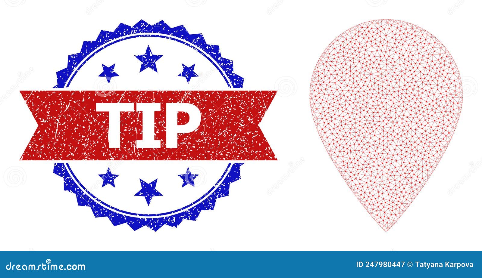 Triangular Mesh Map Pointer Icon and Distress Bicolor Tip Seal Stock ...
