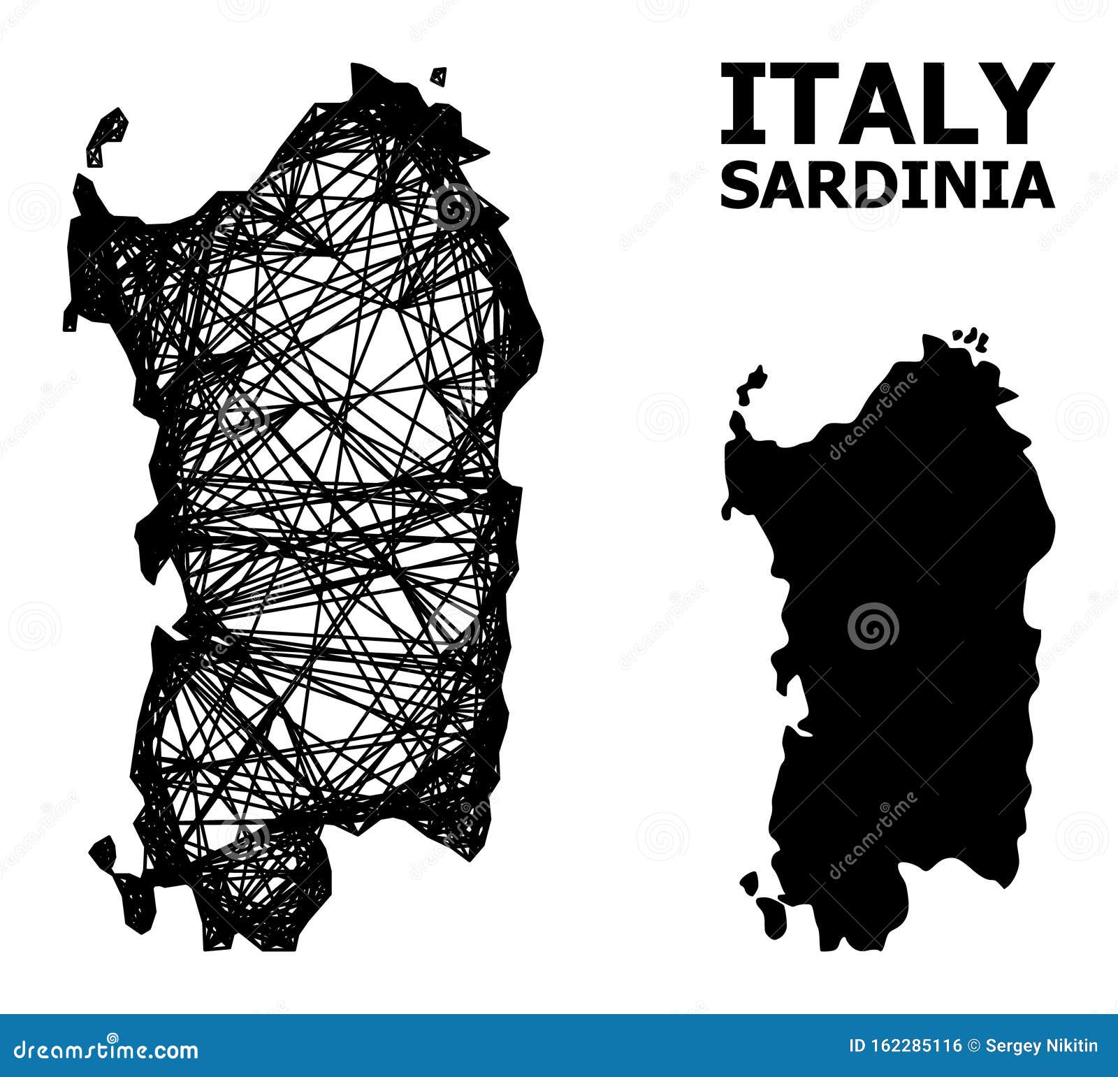 Net Map of Sardinia Region stock illustration. Illustration of ...