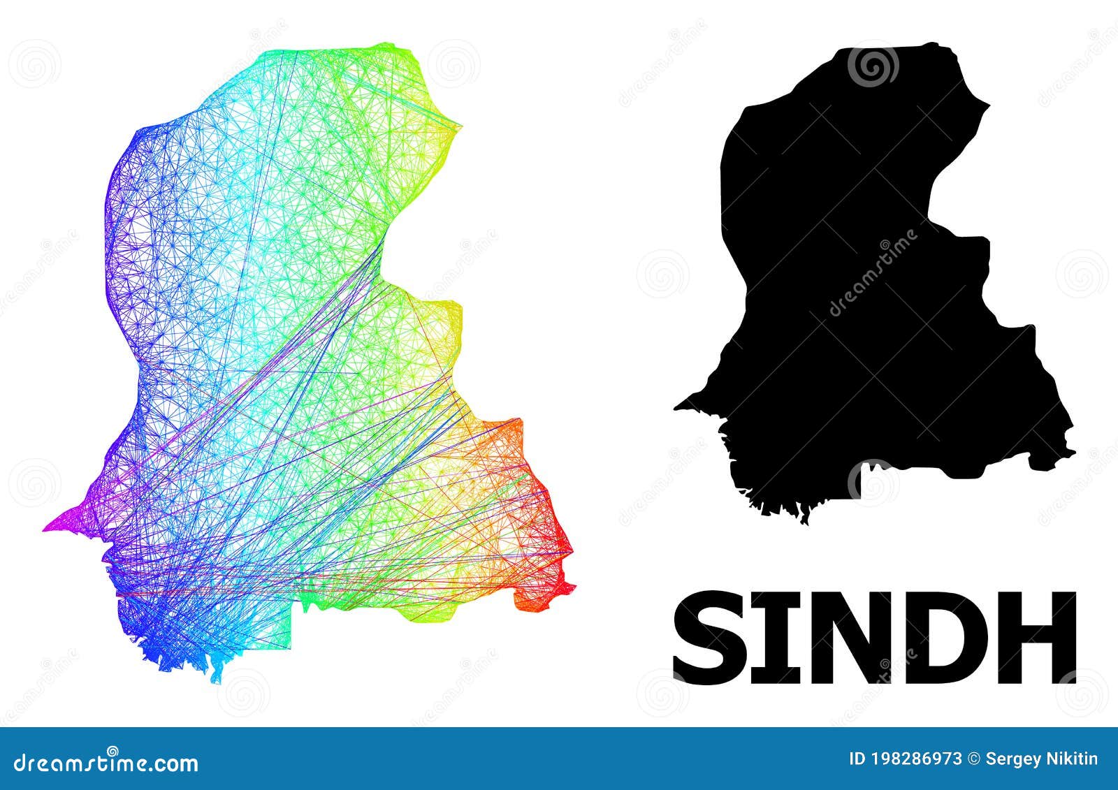 Net Map of Sindh Province with Rainbow Colored Gradient Stock Vector ...