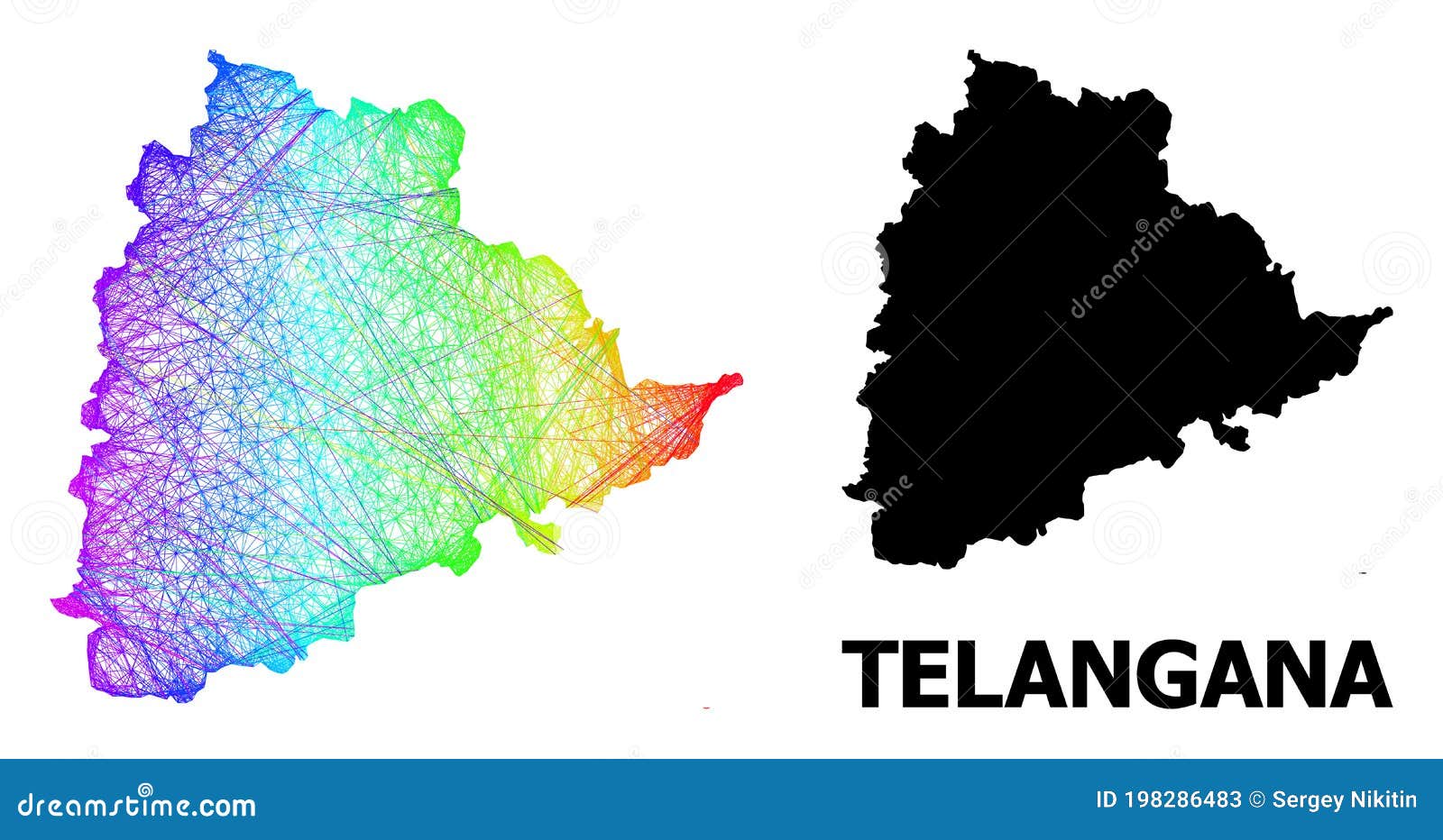 Net Map of Telangana State with Spectrum Gradient Stock Vector ...