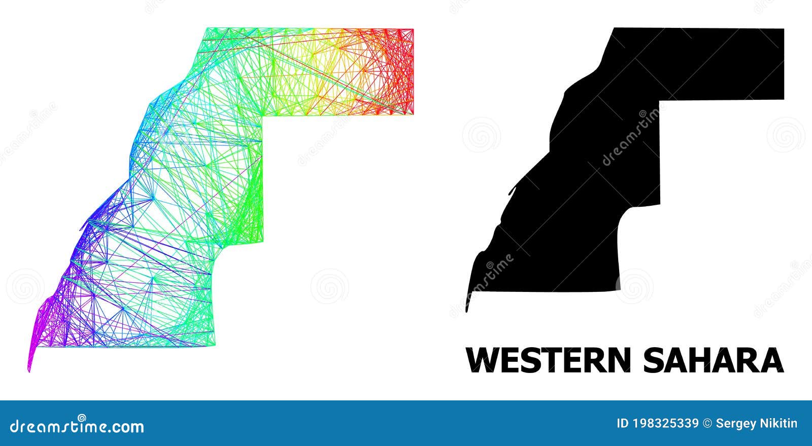 Net Map of Western Sahara with Spectral Gradient Stock Vector ...