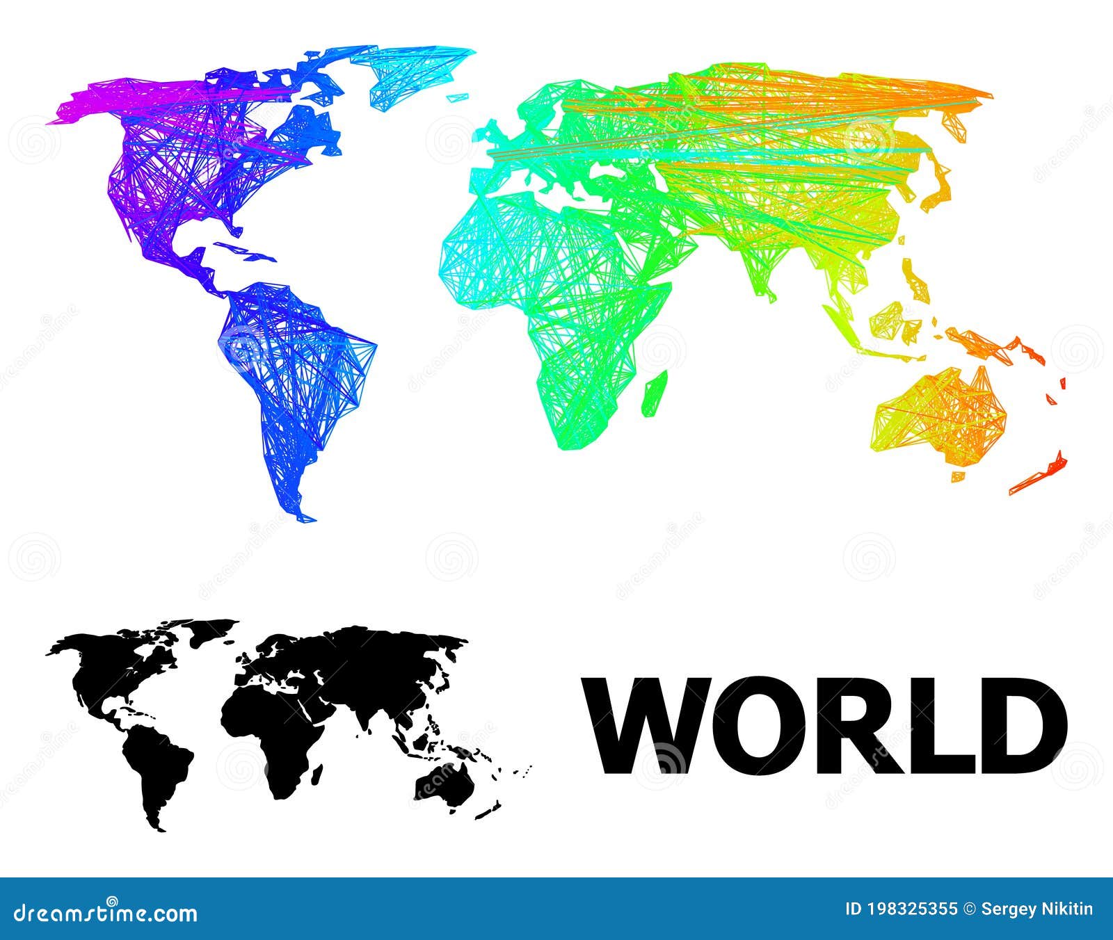 Net Map of World with Spectrum Gradient Stock Vector - Illustration of ...