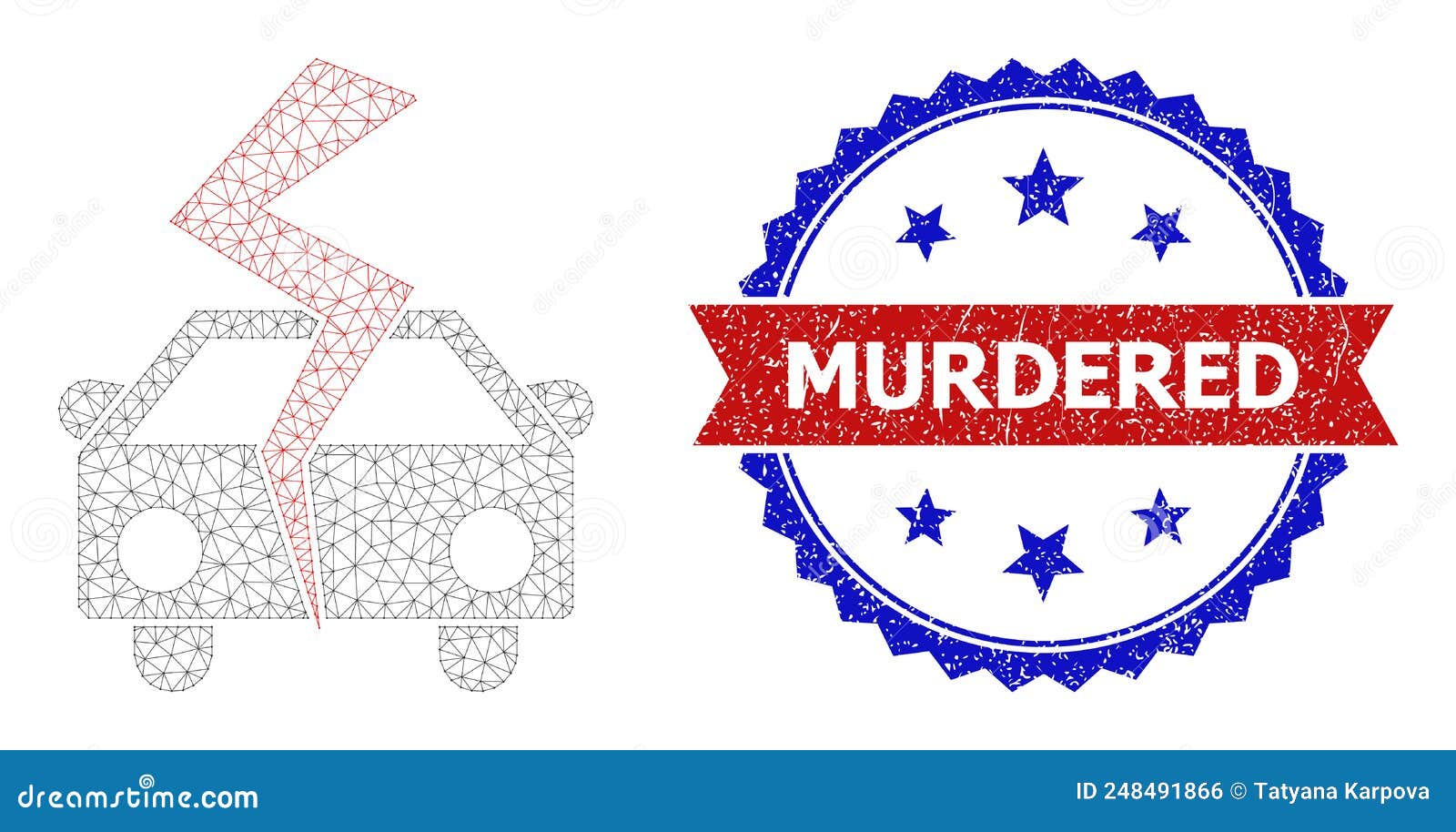 Scratched Bicolor Murdered Stamp and Car Crash Web Mesh Icon Stock ...