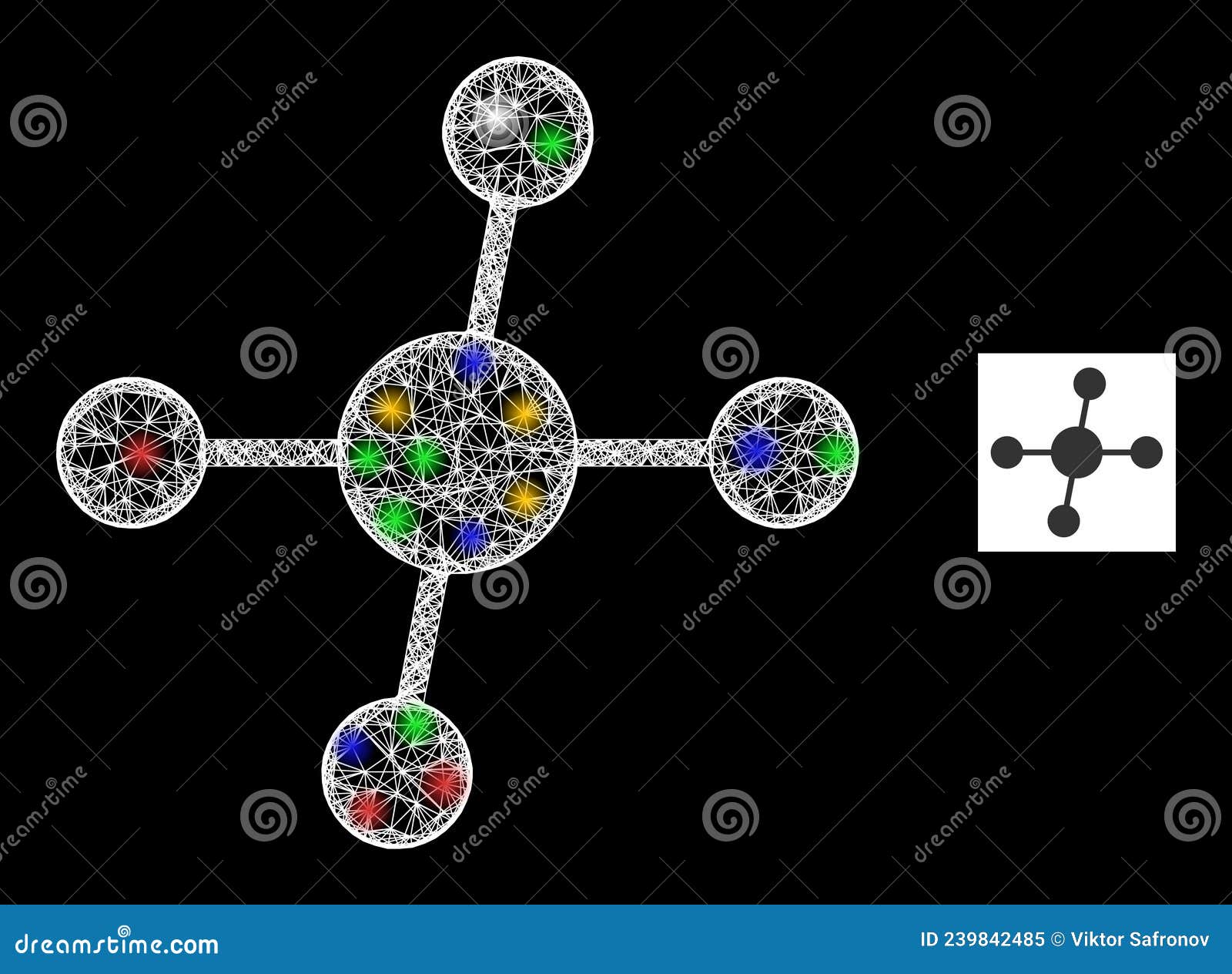 Net Mesh Connections Icon with Colored Light Spots Stock Vector ...