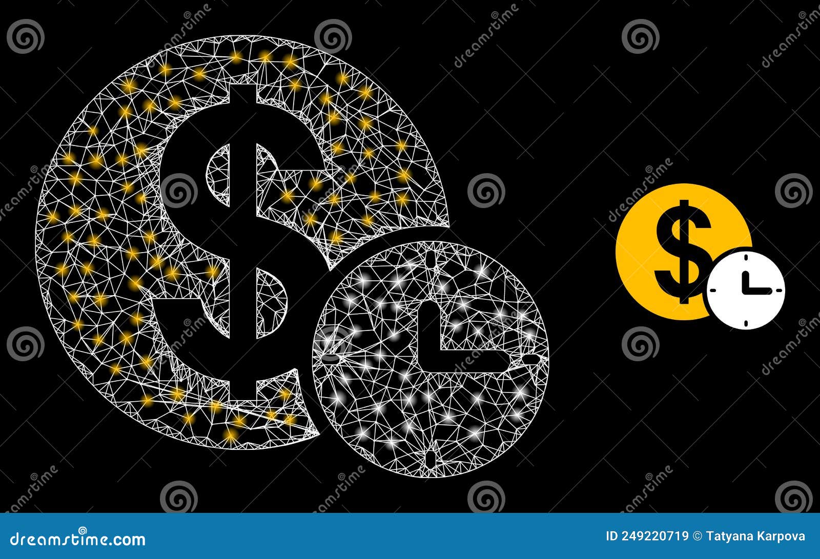 Net Dollar Credit Web Mesh Icon with Glare Light Spots Stock Vector ...