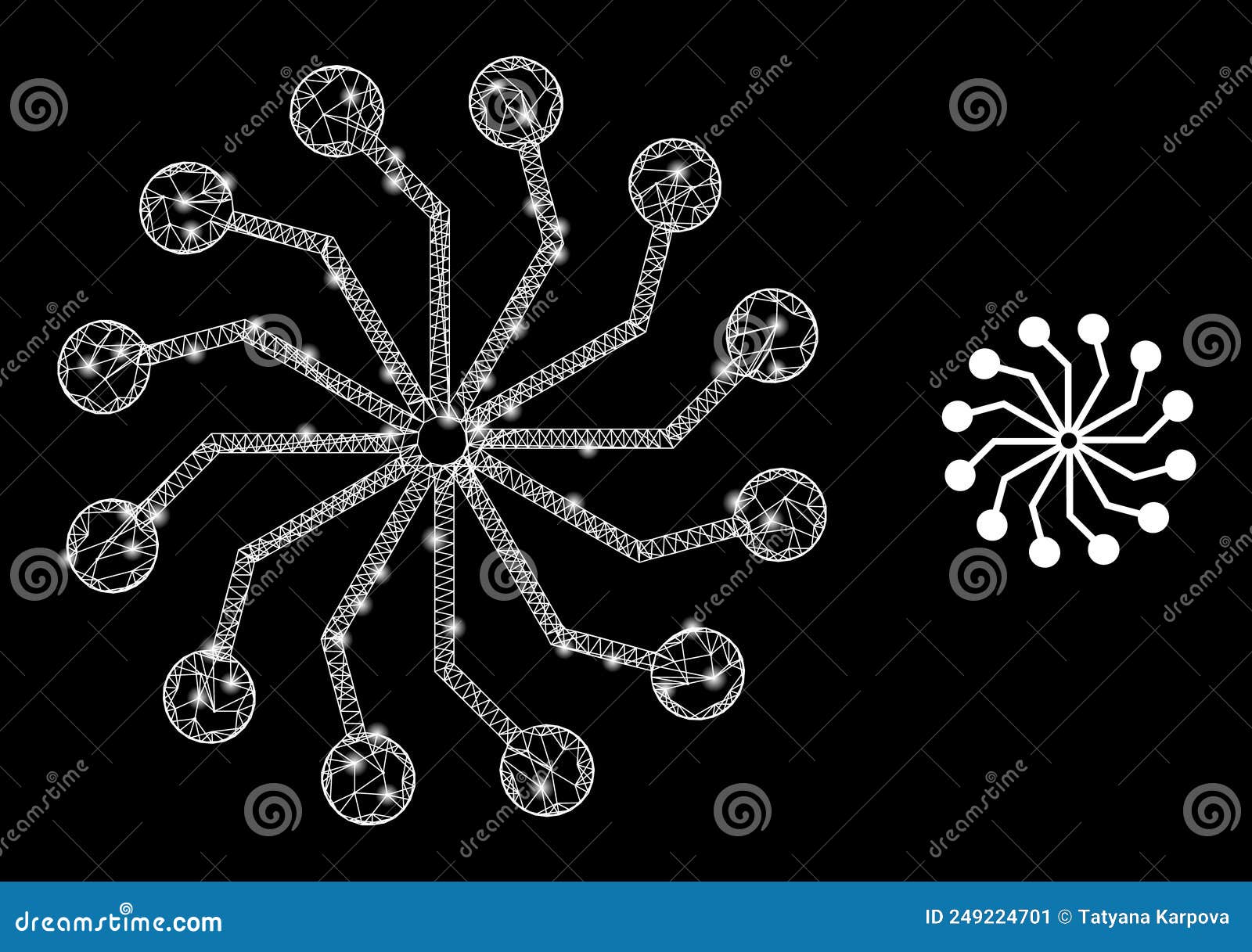 Net Radial Circuit Links Web Mesh Icon with Glare Lightspots Stock ...