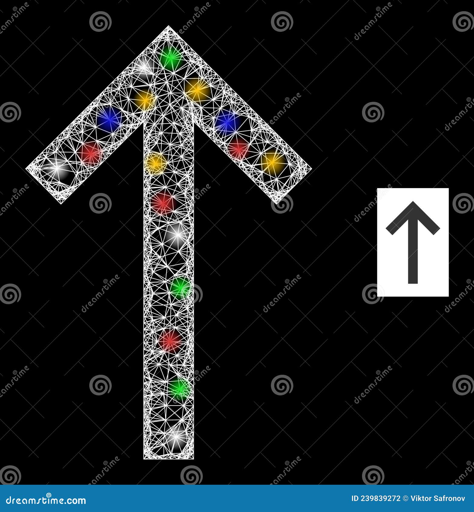 Net Mesh Up Arrow Icon with Bright Colored Flares Stock Vector ...