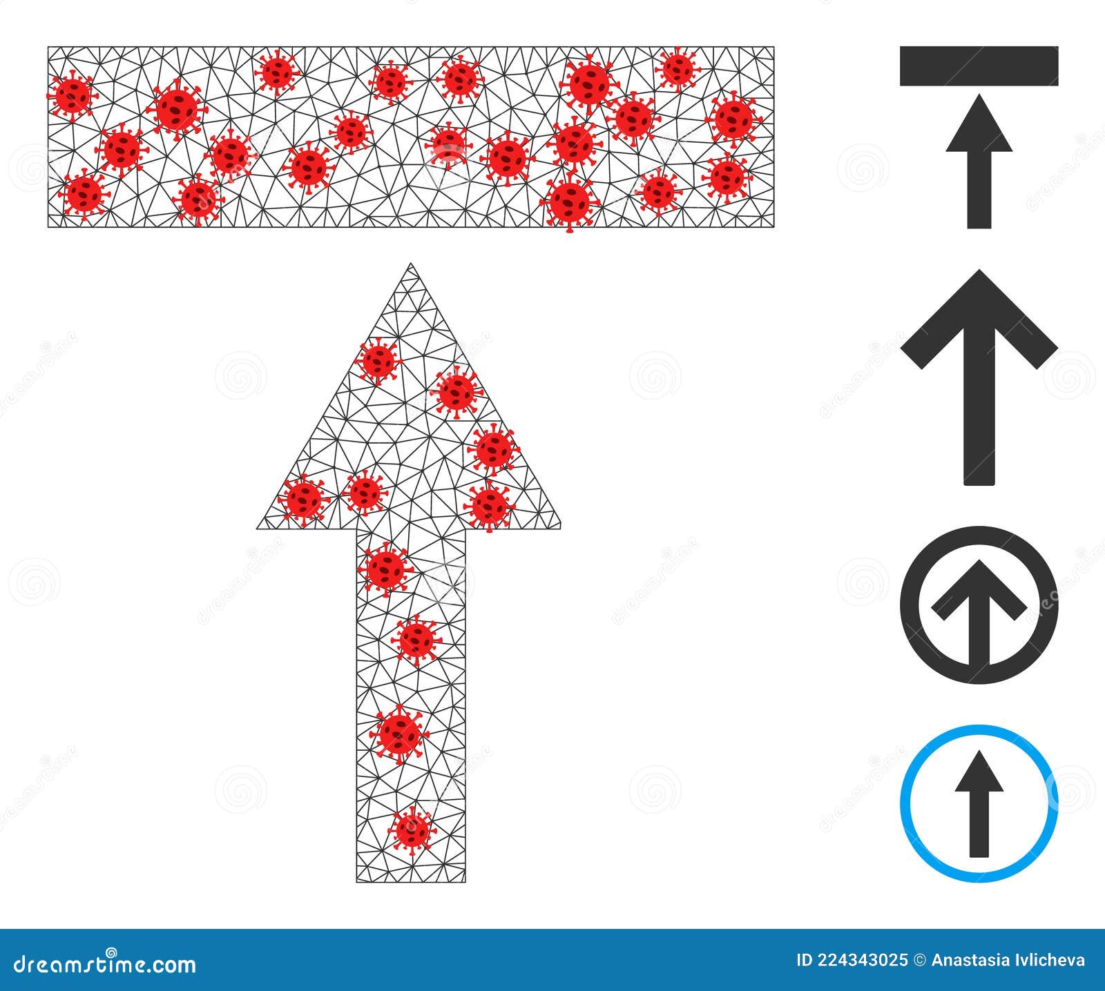 Polygonal Network Move Top Icon with Covid Elements Stock Vector ...