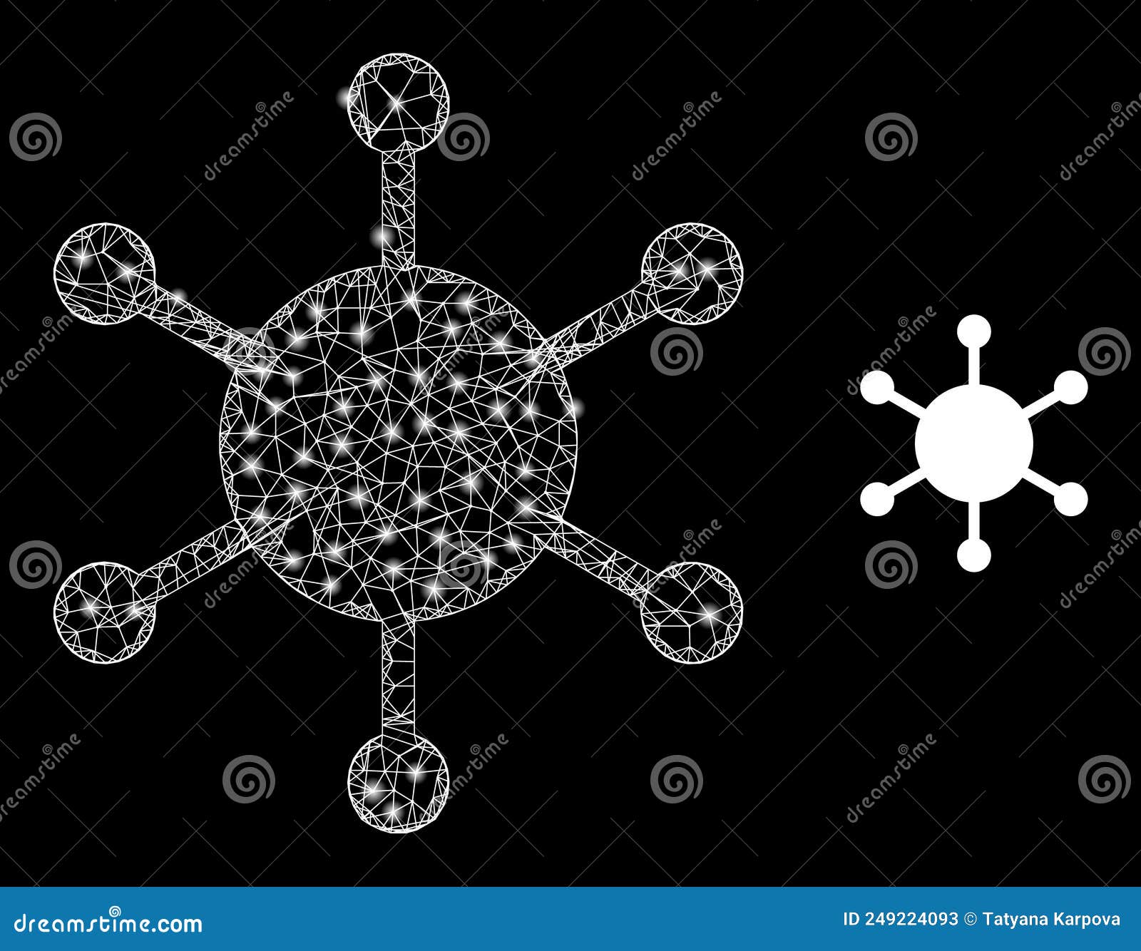 Net Network Center Web Mesh Icon with Glare Light Spots Stock Vector ...