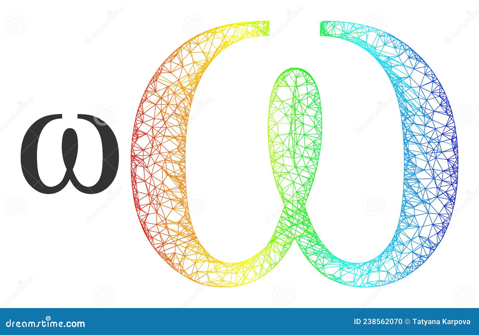 Omega Greek Letter. Antique Omega Logo Like Blue Ribbon. Origami Letter ...