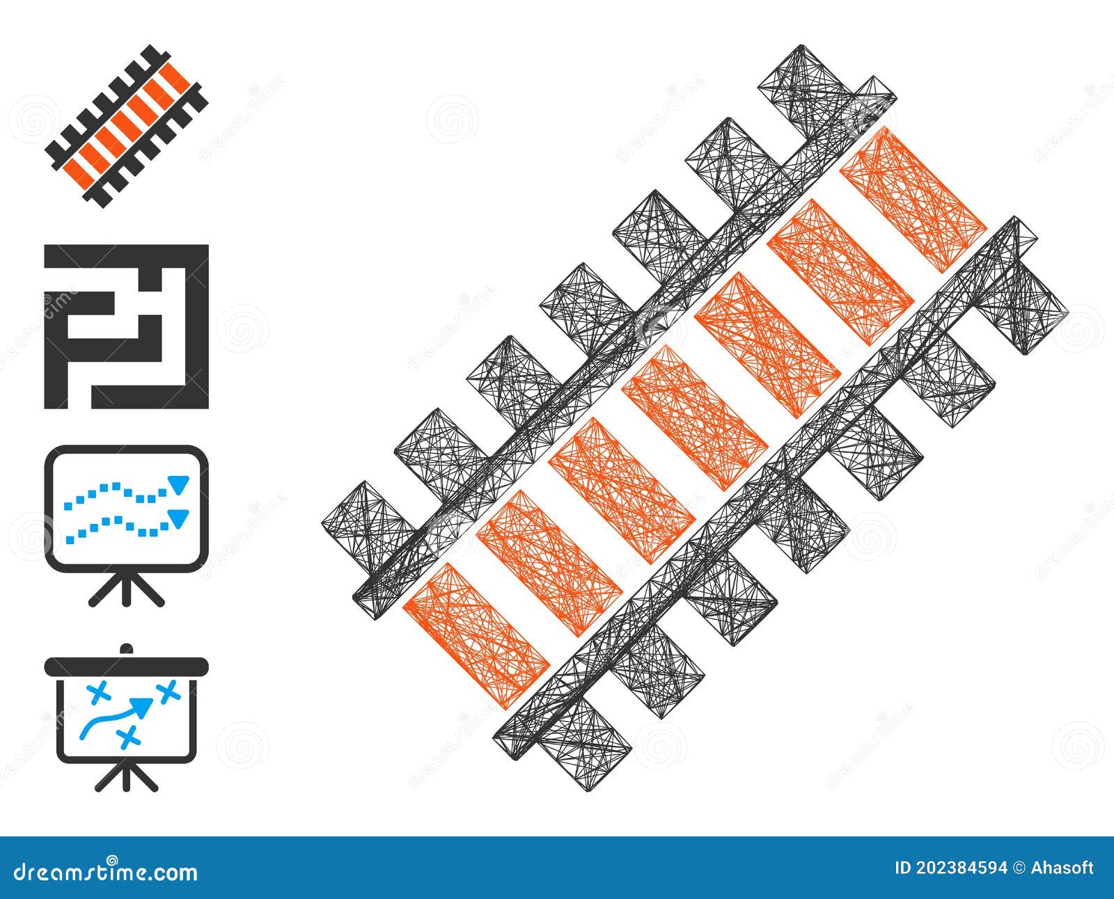Net Railroad Segment Vector Mesh Stock Vector - Illustration of path ...