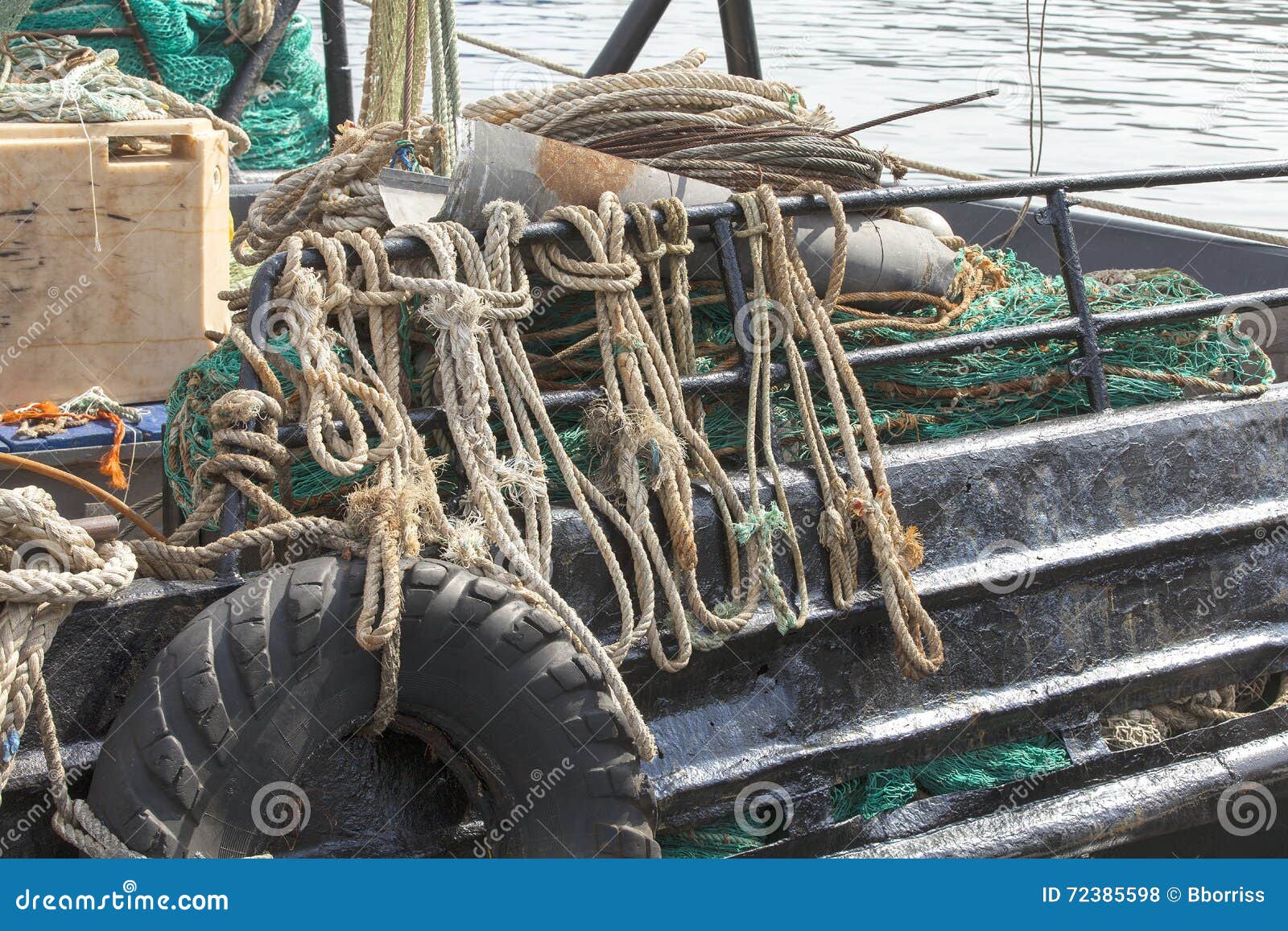 NET and Ropes for Fishing Boat Stock Photo - Image of multi, group ...