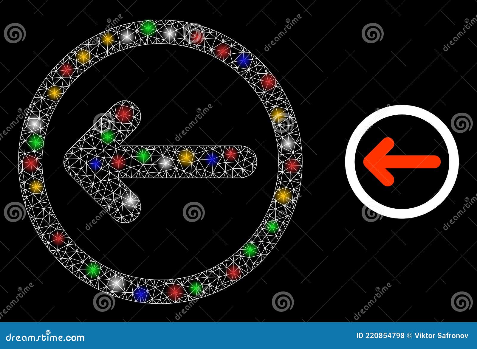 Net Rounded Left Arrow Glare Icon with Colored Glare Spots Stock Vector ...