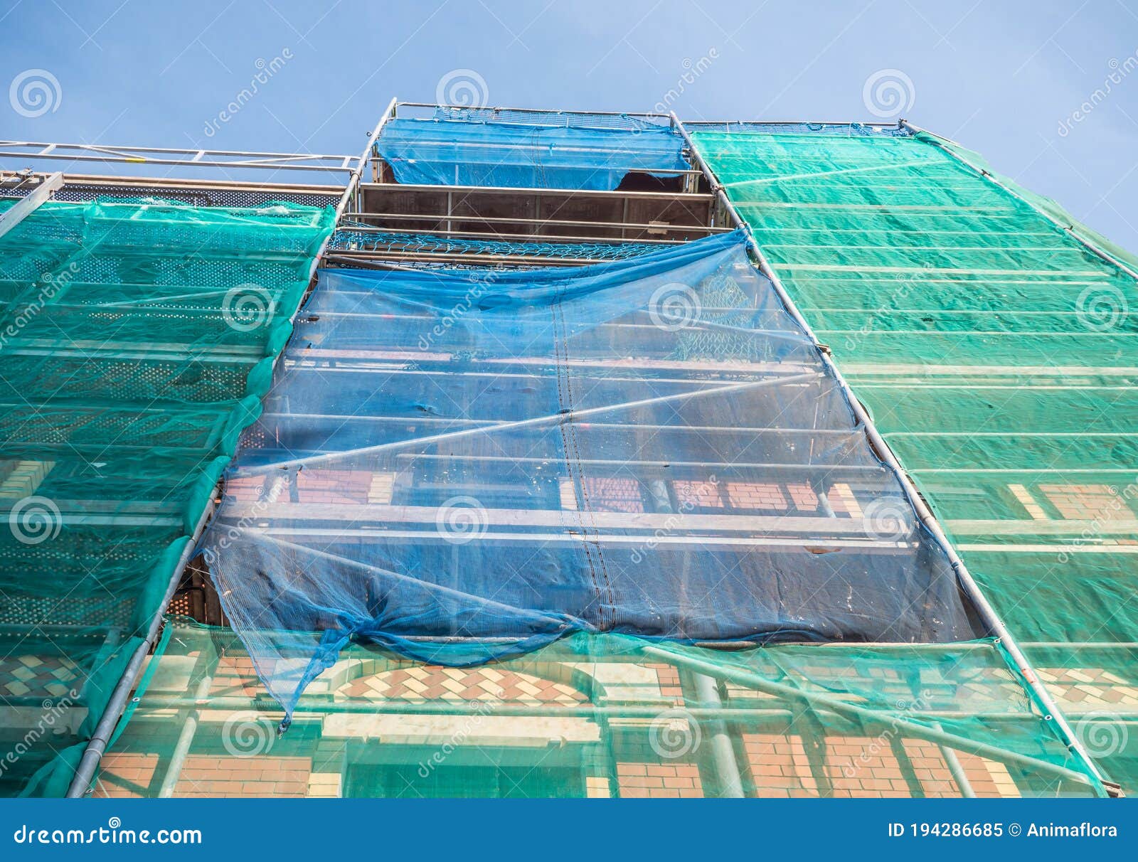 Net on the Scaffold for Safety Stock Image - Image of frame, estate ...