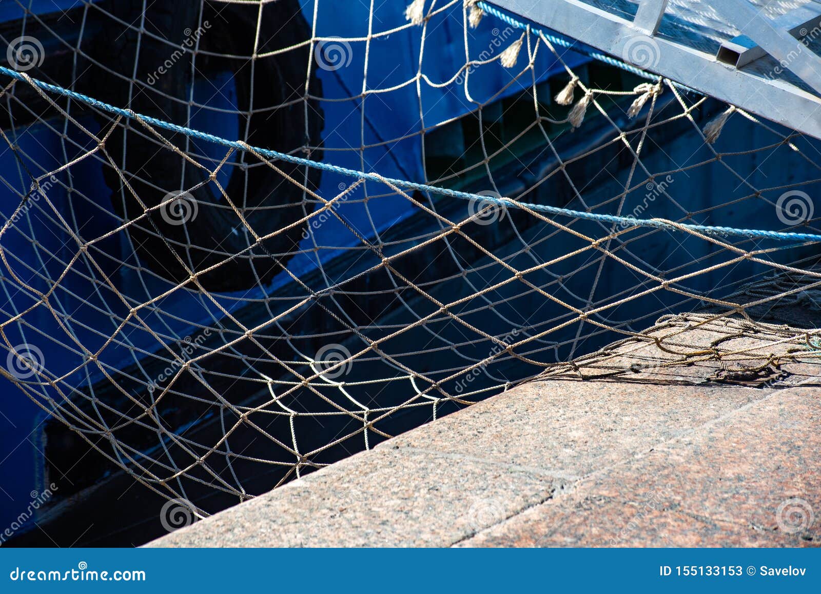 Net between the Ship and the Pier Stock Image - Image of maritime, pier ...