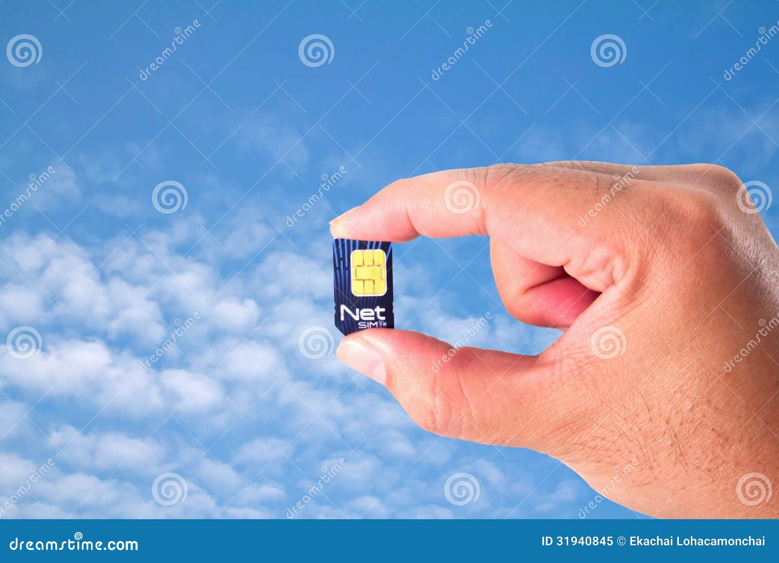 Net Sim Card in a Hand on Blue Sky Stock Image - Image of media ...