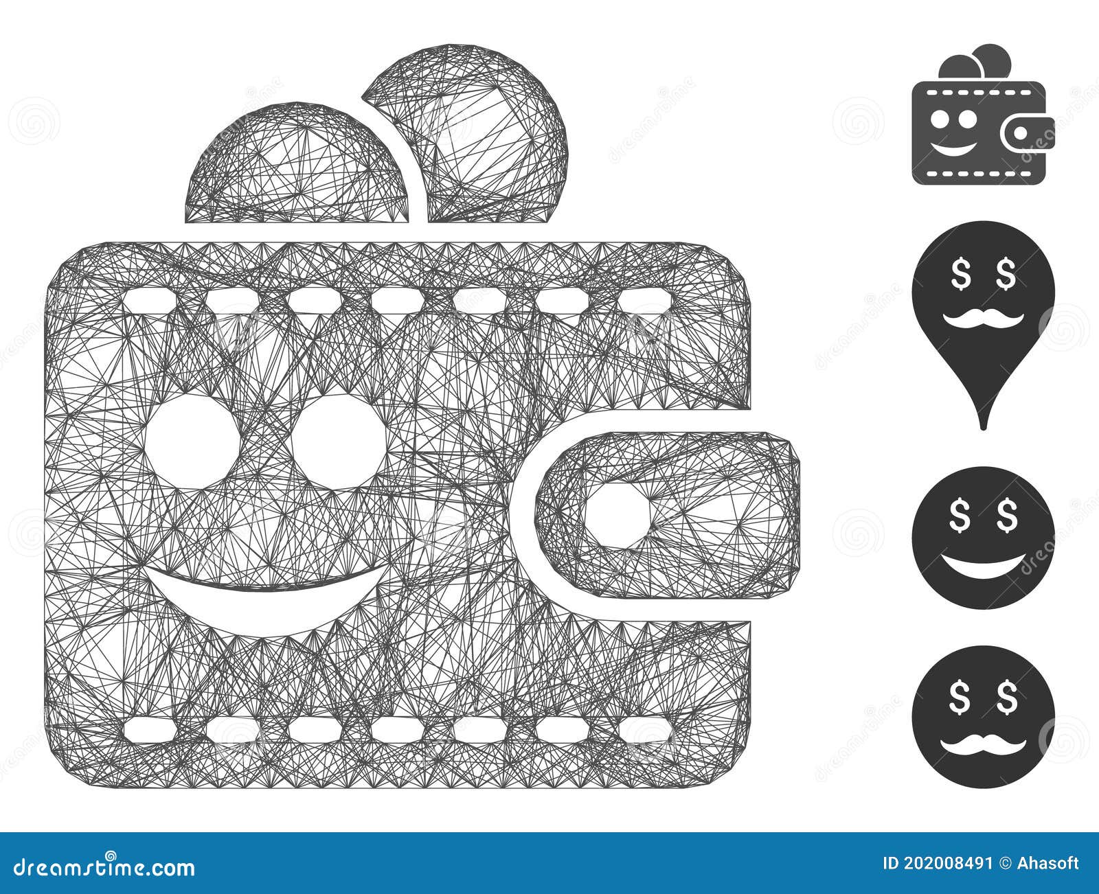 Net Smile Wallet Vector Mesh Stock Illustration - Illustration of ...