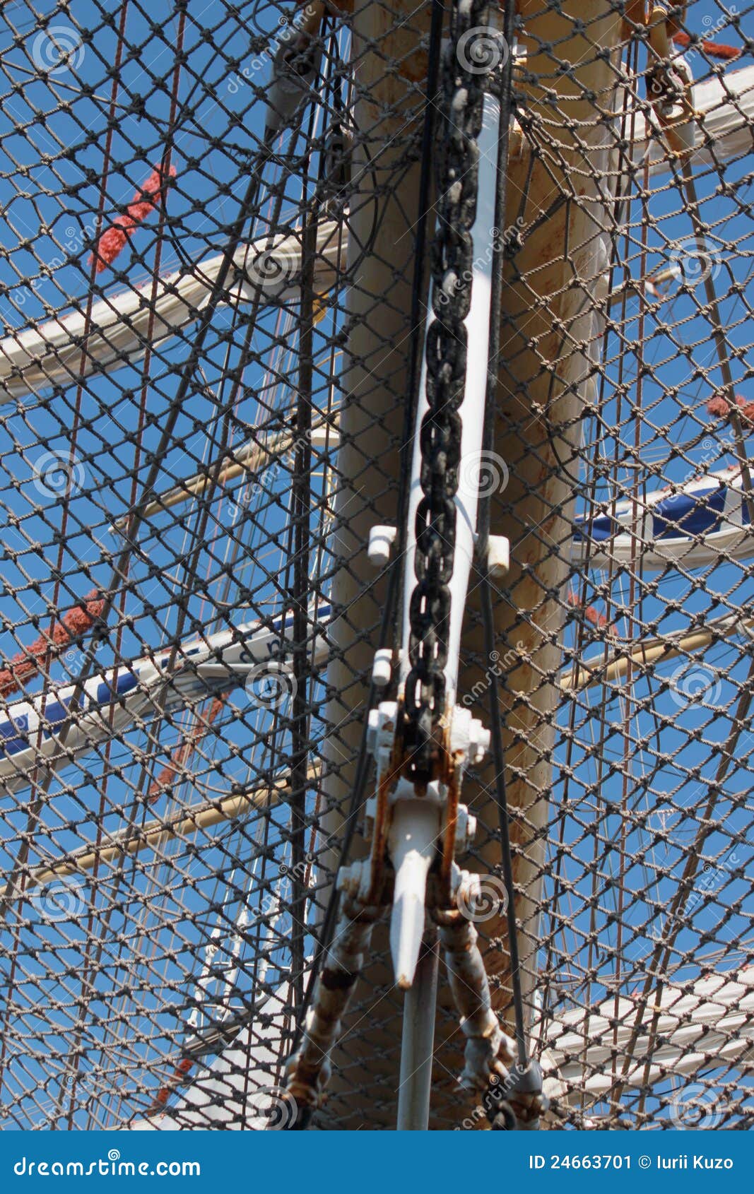 Net on the Stern of Frigate with Three Mast Stock Image - Image of ...