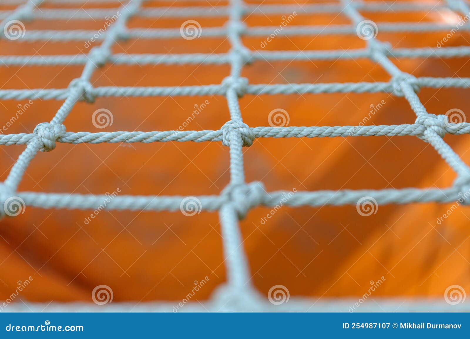 A Net of Thin Ropes on the Playground, Close-up. Stock Image - Image of ...